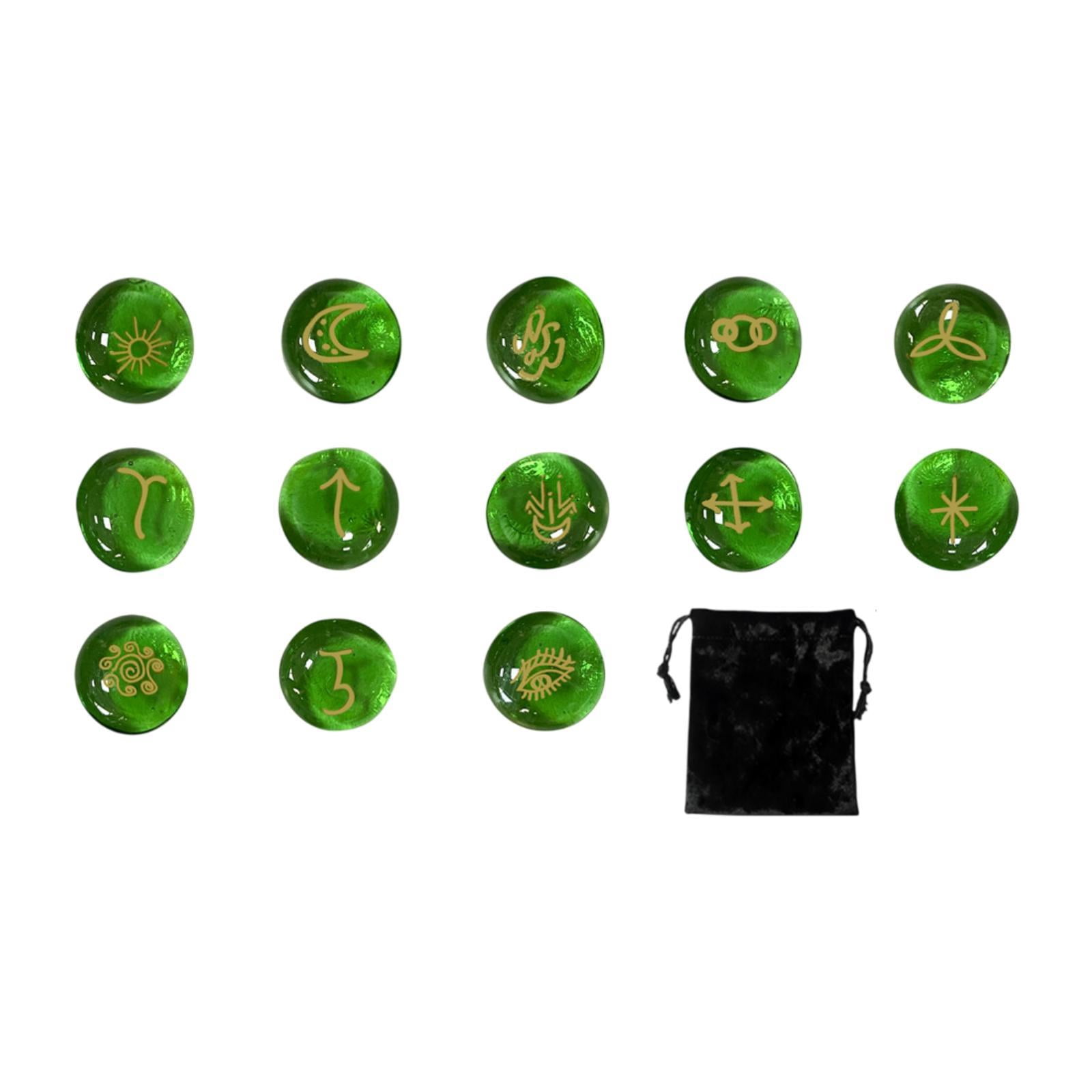EHJRE 13 Pieces Runes Set Meditation Runic Alphabet with Guide Book ...