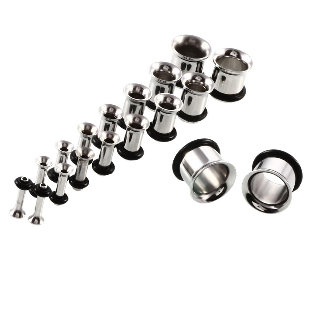 EHJRE 18pcs Ear Tunnel Plug Gauge Stretching Kit Stainless Steel 14G ...
