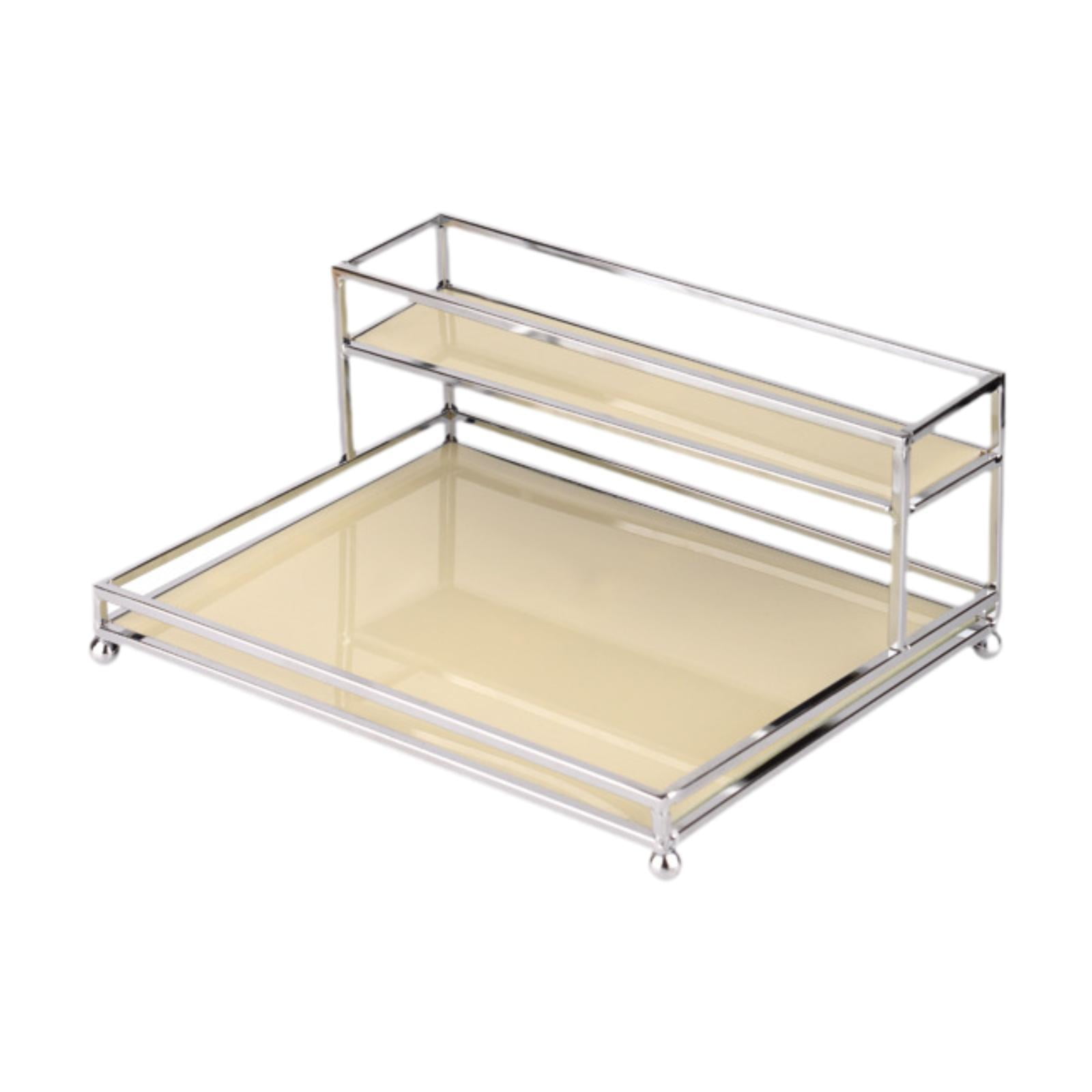 EHJRE 2 Tier Mirrored Display Tray Jewelry Sundry Rack Space-saving ...