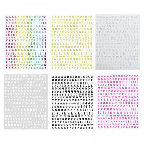 EHJRE 2x6 Sheets 3D Holographic Letters Nail Stickers Colorful Word for ...