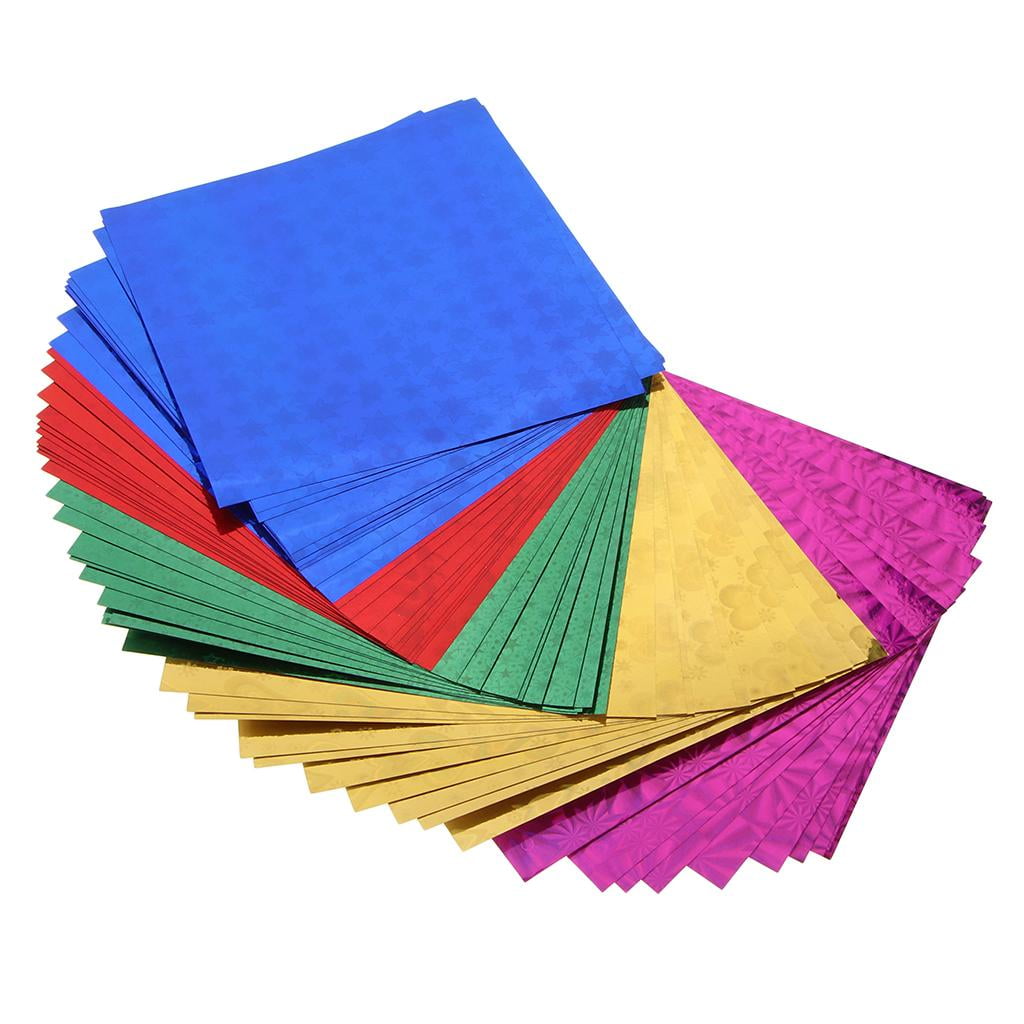 EHJRE 3 Sizes Colorful Folding Paper Hologram Origami Paper Solid Color ...