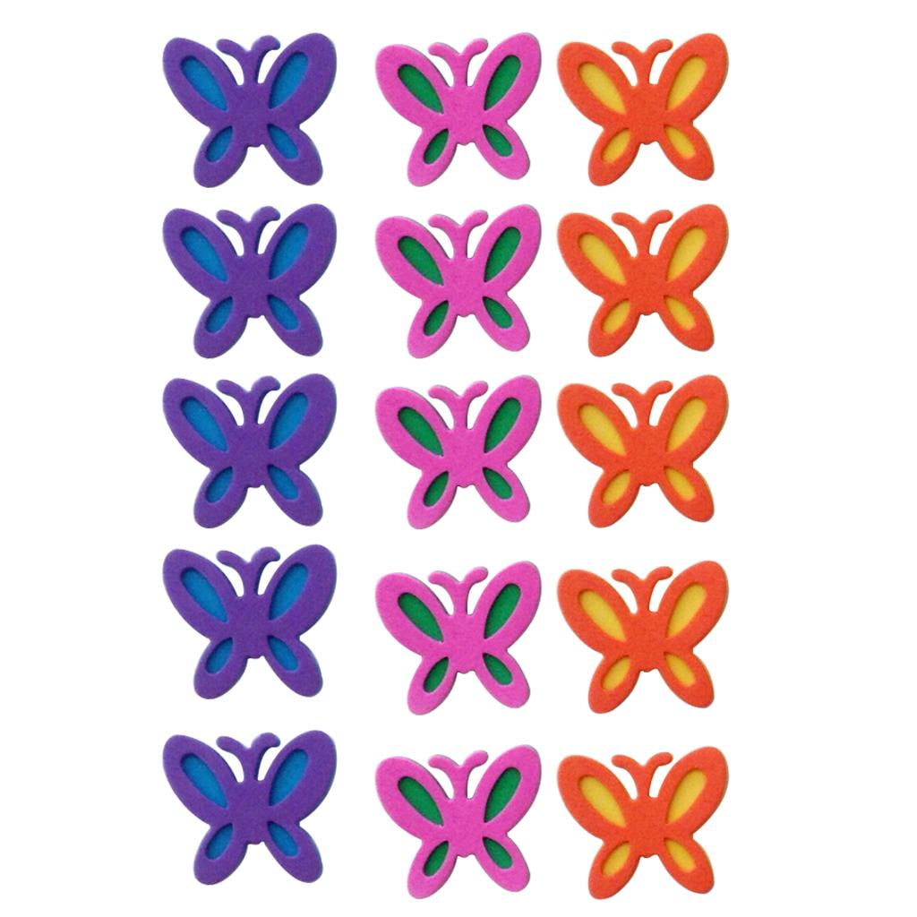 EHJRE 3x5 Pieces of Colors Foam Stickers Self , Butterfly Shapes ...