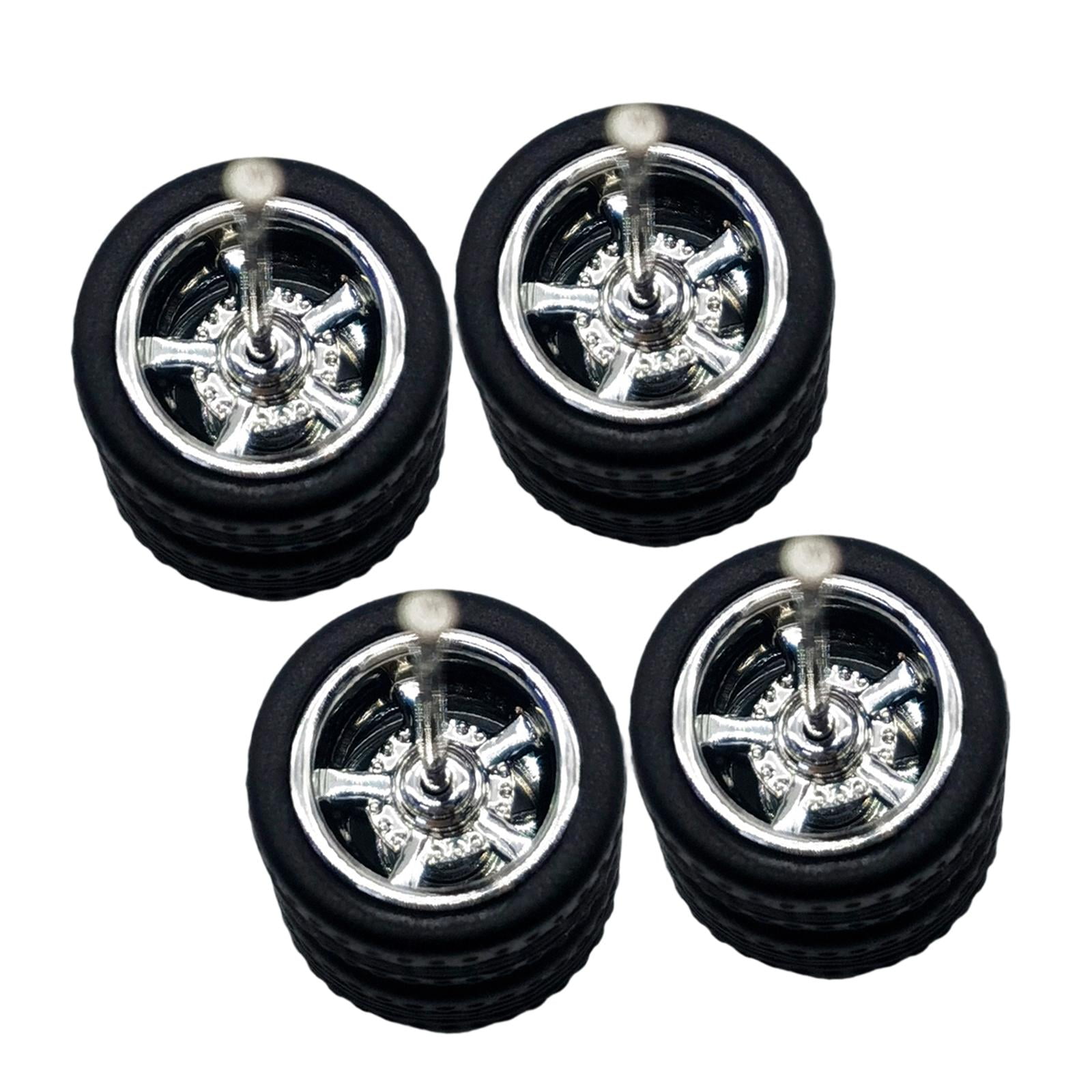 EHJRE 4 Pieces 1/64 Model Car Wheels Tires Tires Accessories ...