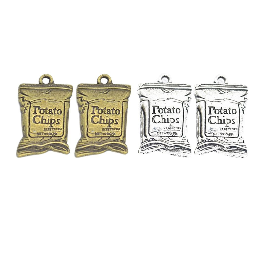 EHJRE 4 Pieces Antique Bronze & Potato Chips Bag Shapes Charms Pendant ...