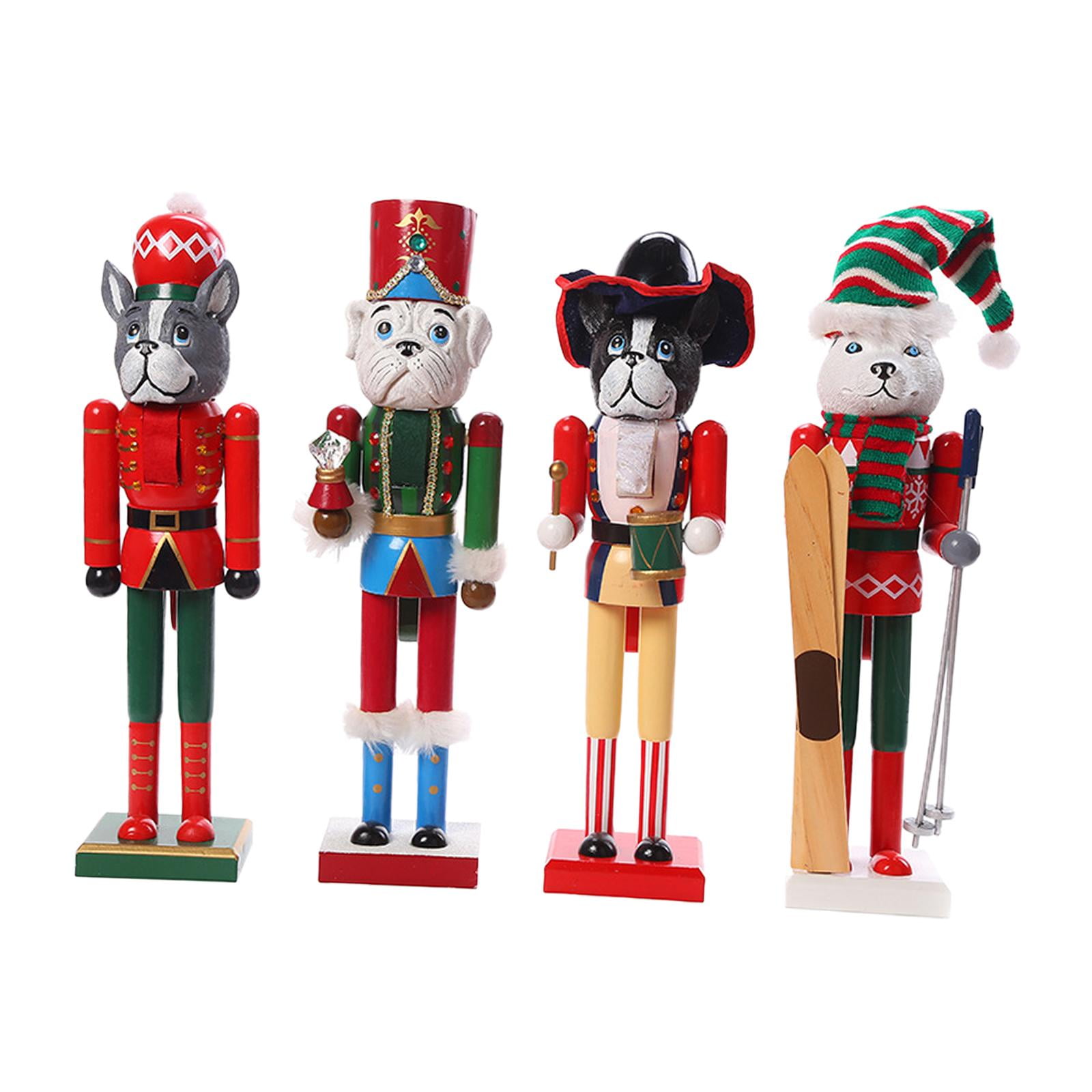 EHJRE 4Pcs 15 inch Wooden Nutcracker Dog Nutcracker Figurines Crafts ...