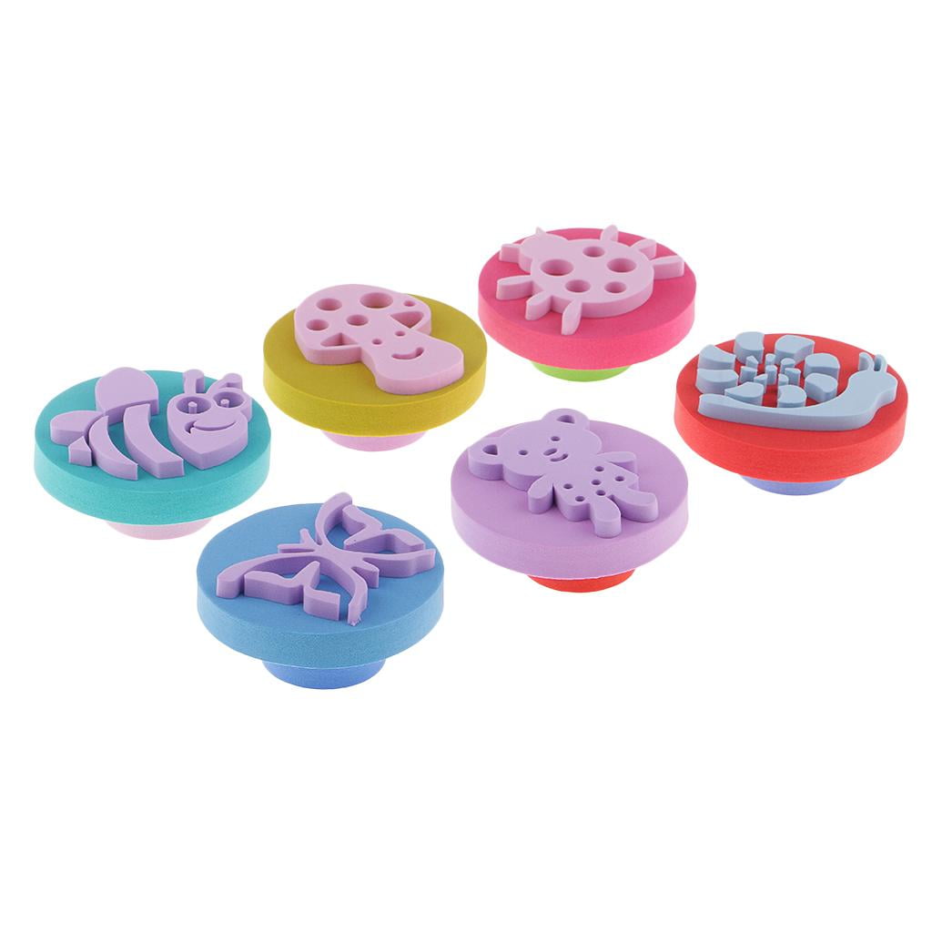 EHJRE 6 Patterns Foam Stamps Sponge Painting Stampers for Toddlers ...