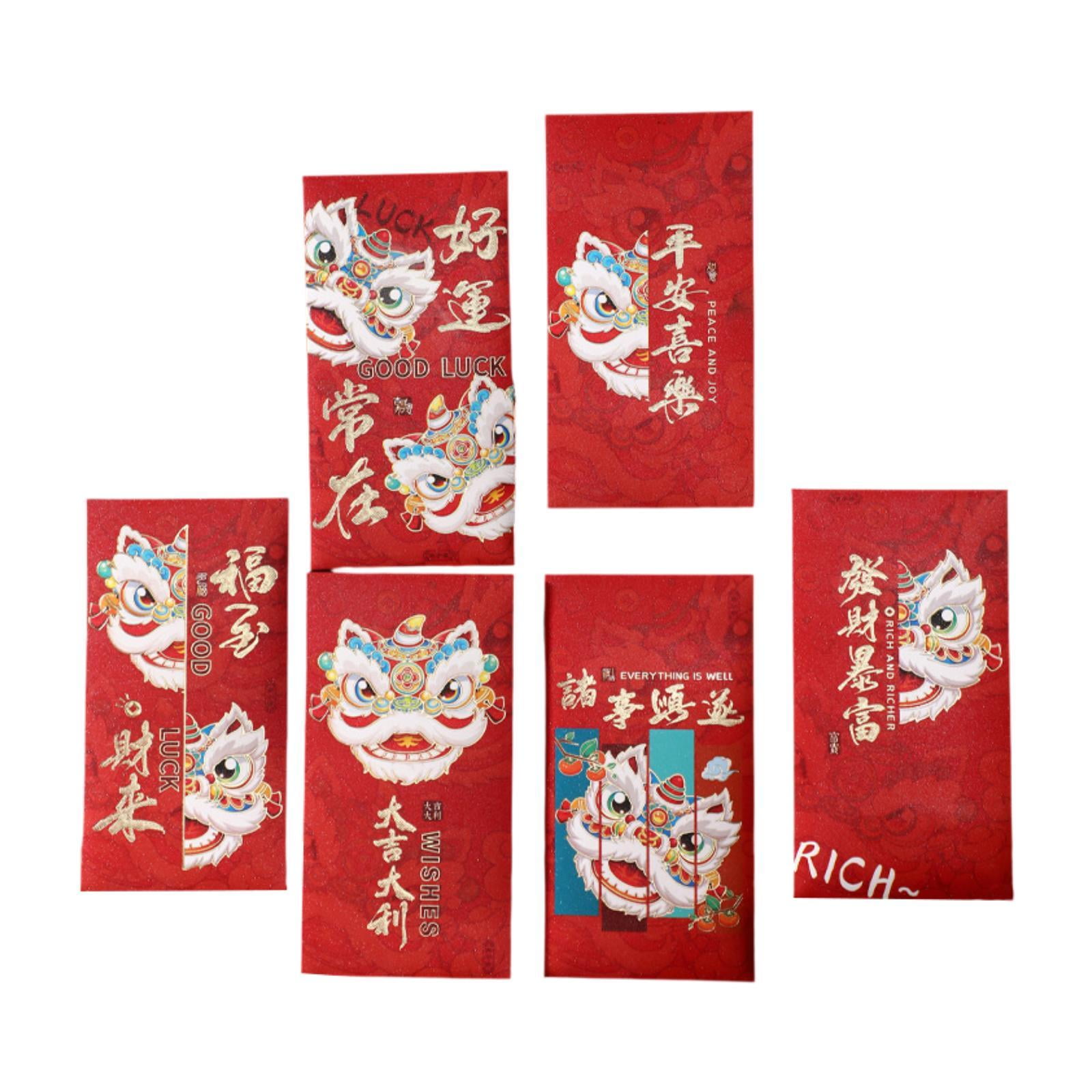 EHJRE 6 Pieces Chinese New Year Red Envelopes Lucky Money Envelopes ...