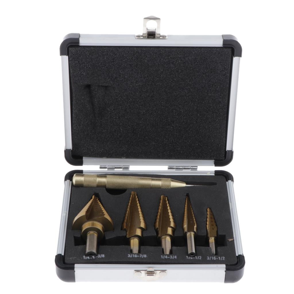 EHJRE 6Pcs Step Spiral Groove Conical Cone Drill Kit Titanium HSS Bit ...