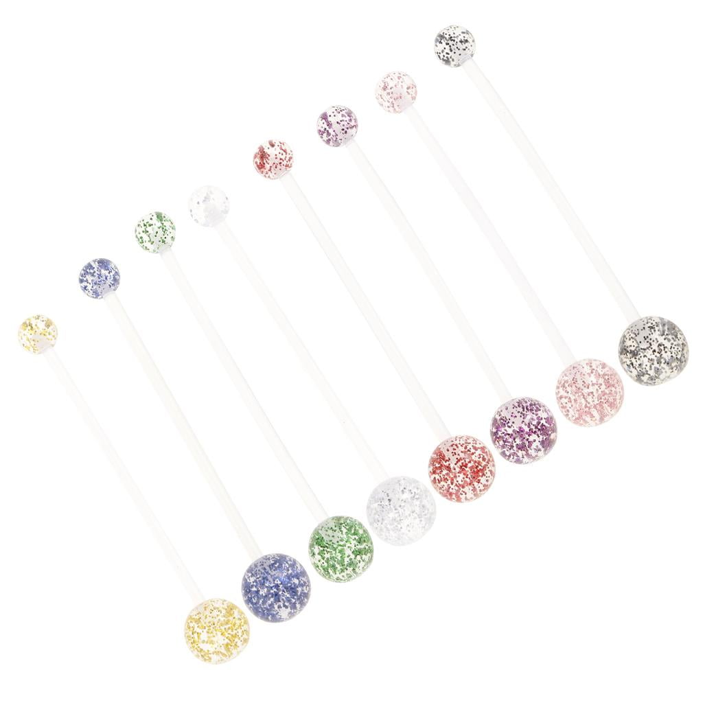EHJRE 8 Pieces Acrylic Belly Button s-Extra Long Navel Barbell Piercing ...