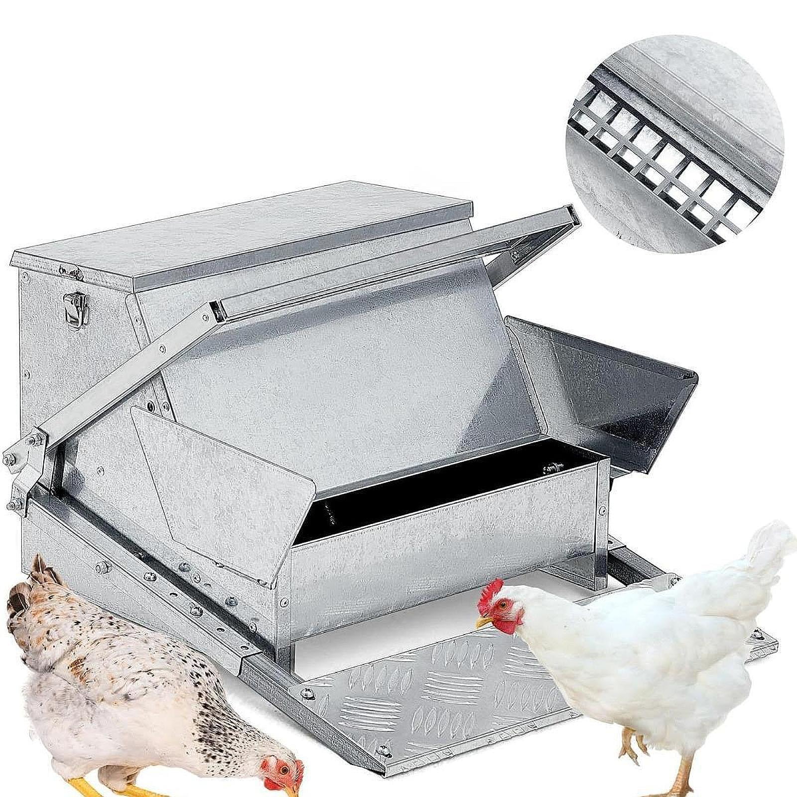 EHJRE Automatic Chicken Feeder Galvanized Sheet Heavy Duty Sturdy ...
