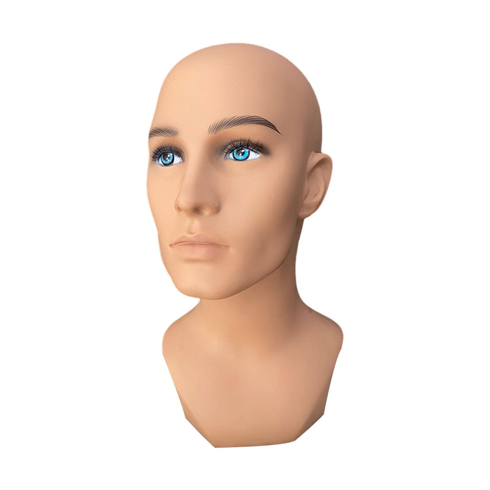 EHJRE Bald Male Mannequin Head PVC Display Stand for Hairpieces ...