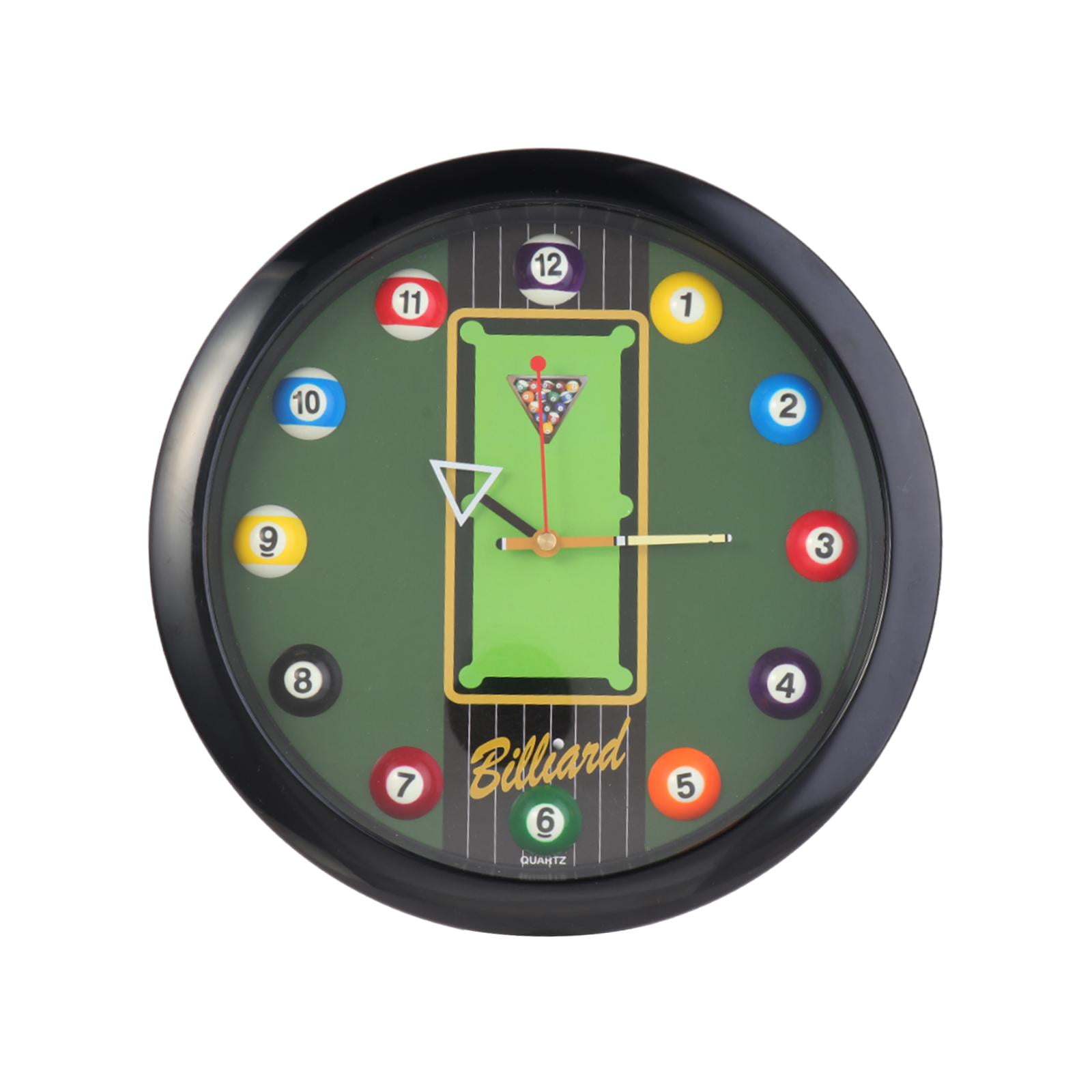 EHJRE Billiard Pool Ball Wall Clock Battery Operated Round Wall Decor ...