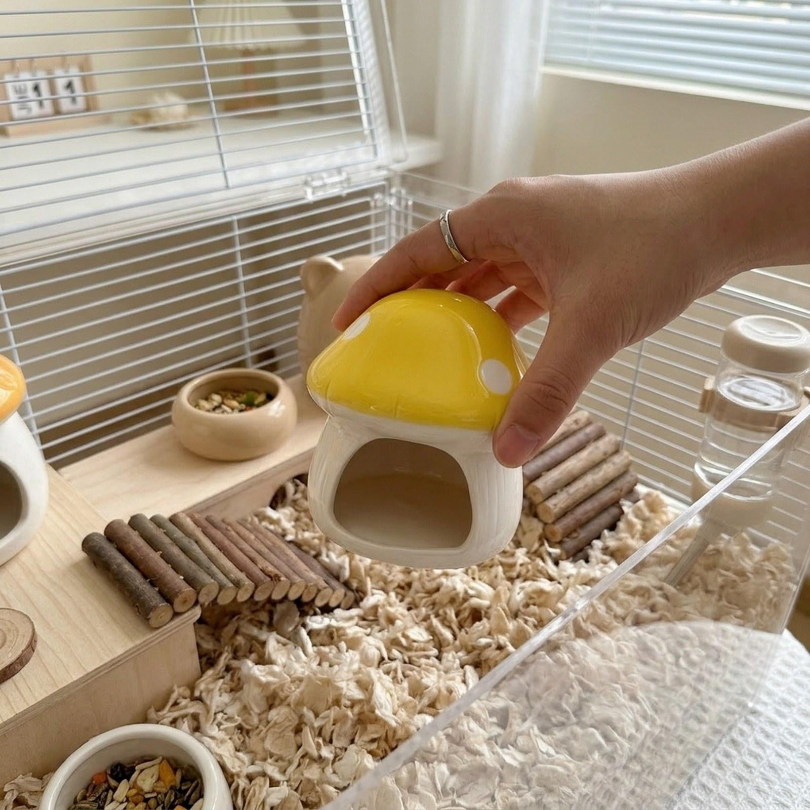 EHJRE Ceramic Hamster House Cave Creative Multifunction Guinea Pig ...