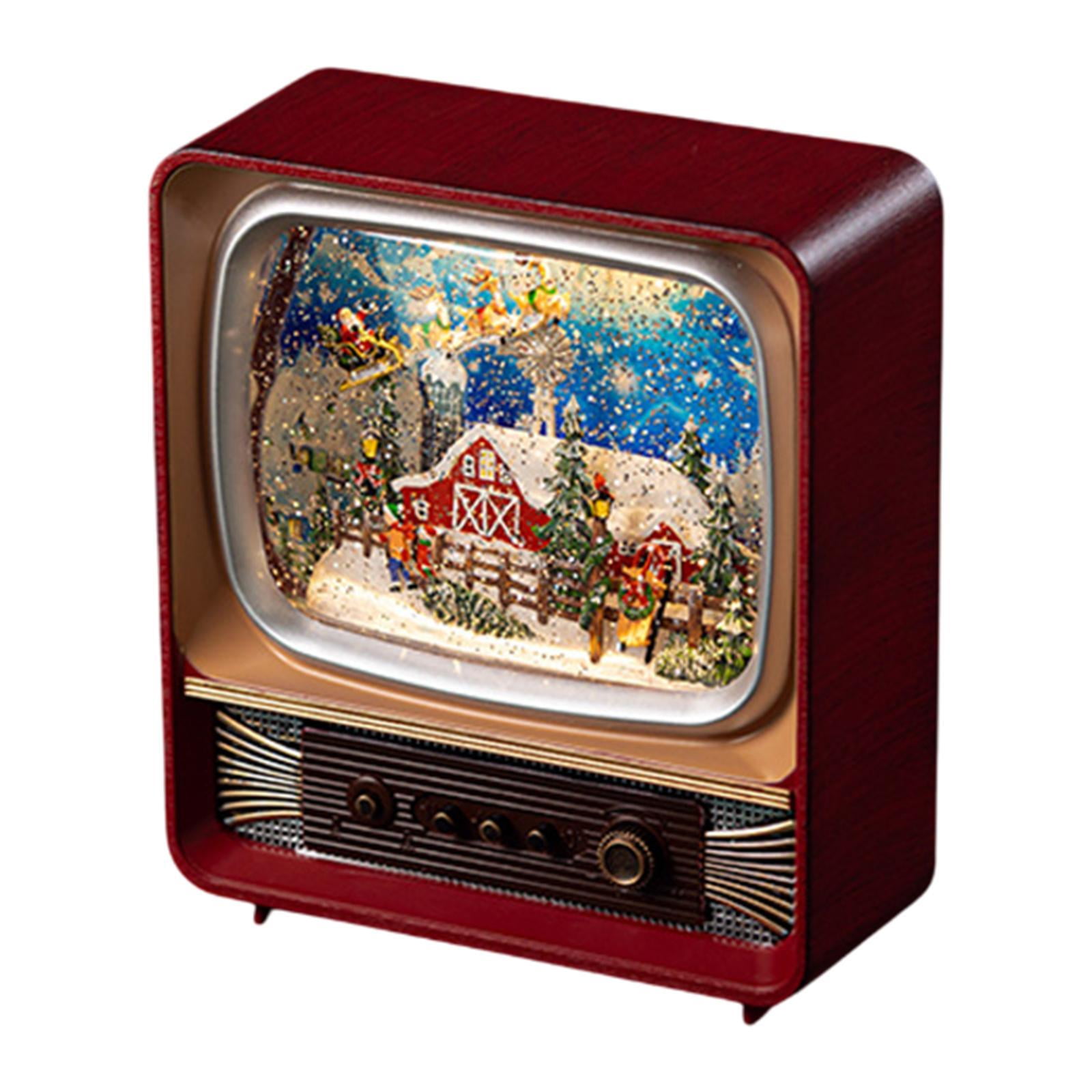 EHJRE Christmas Music Box Television Snow Globe Decor Retro Tabletop ...