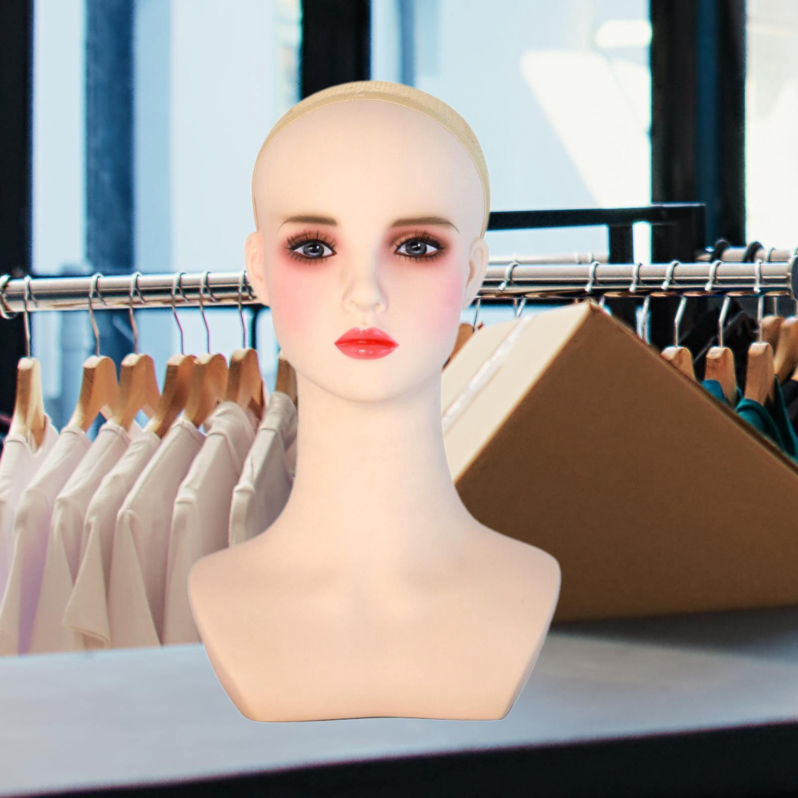 EHJRE Cosmetology Mannequin Head with Cap with Makeup Shop Stand ...
