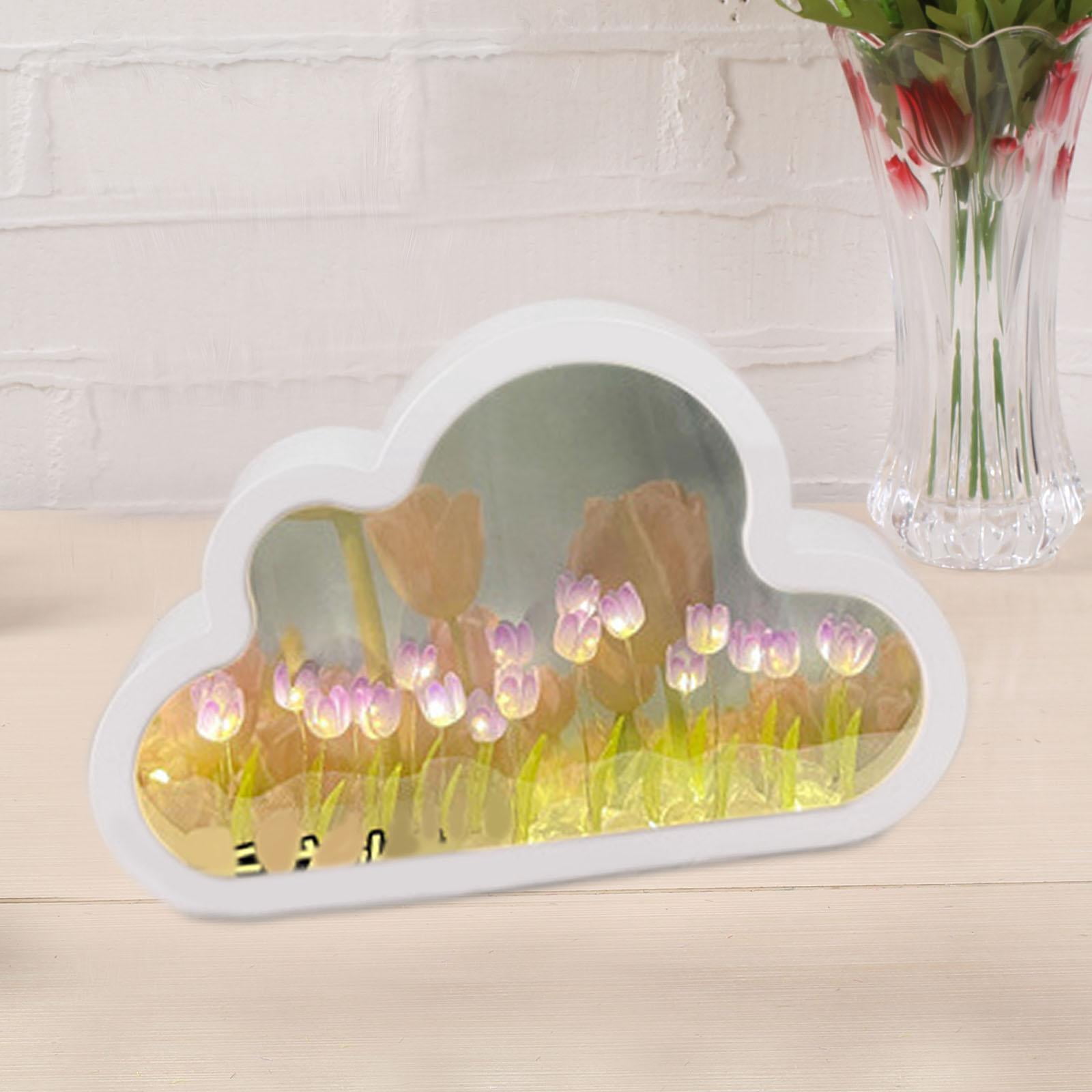 EHJRE DIY Mirror Night Mood Light Handmade Elegant Materials Set Violet ...