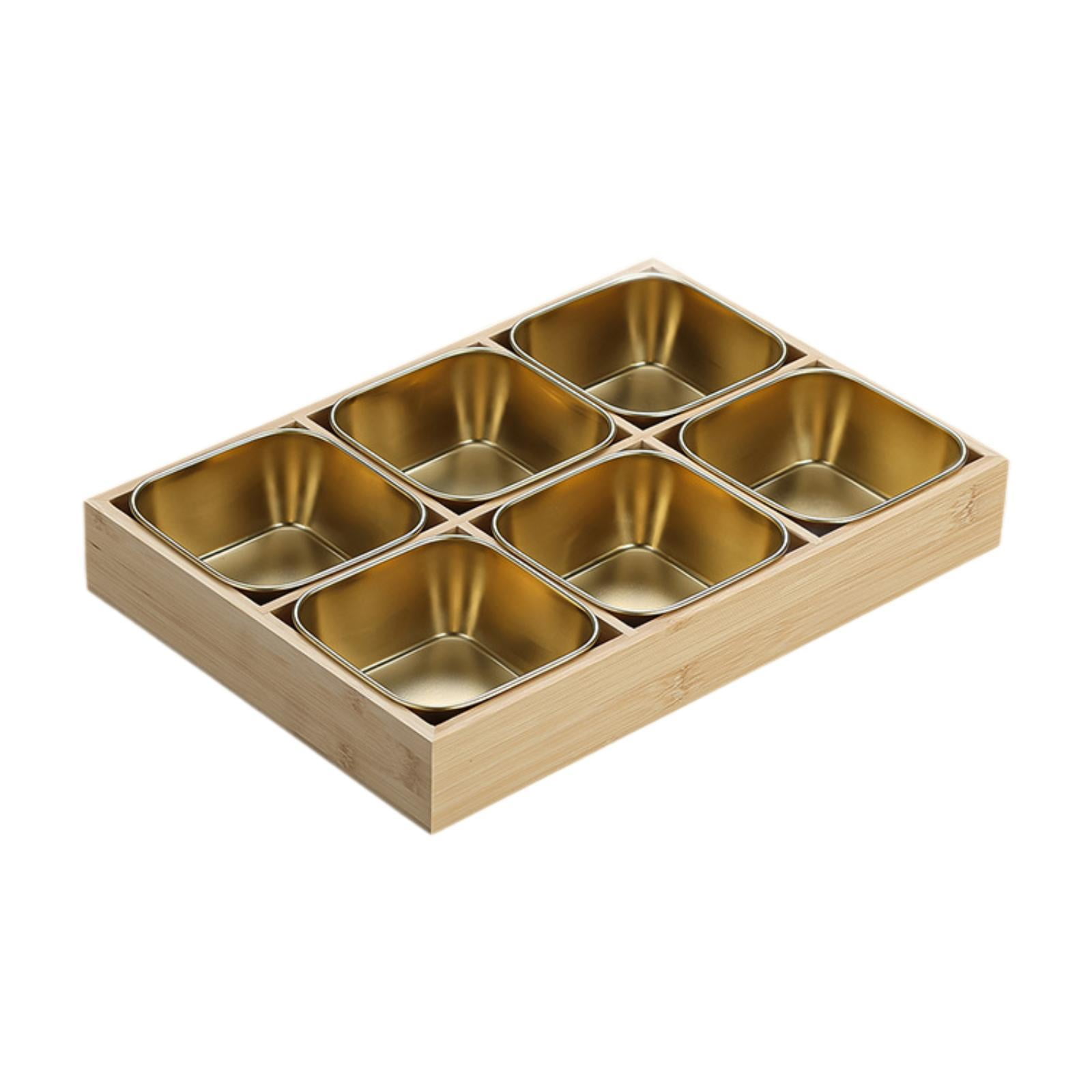 EHJRE Dipping Sauce Dishes with Wood Tray Set Serving Platter Divided ...