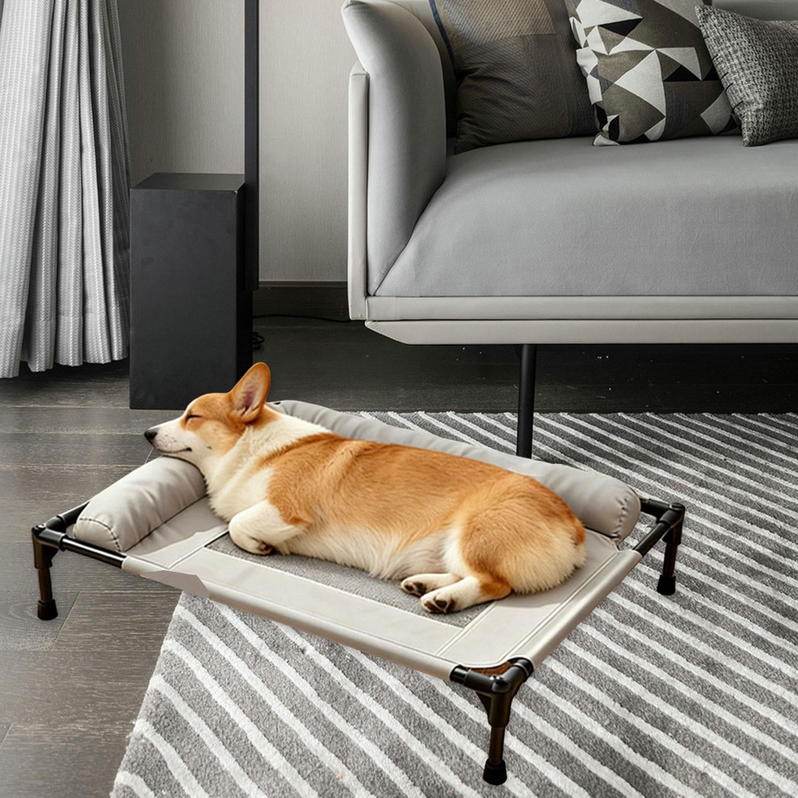 EHJRE Dog Bed with Raised Sides, Elevated Pet Bed, Metal Frame, Scratch ...