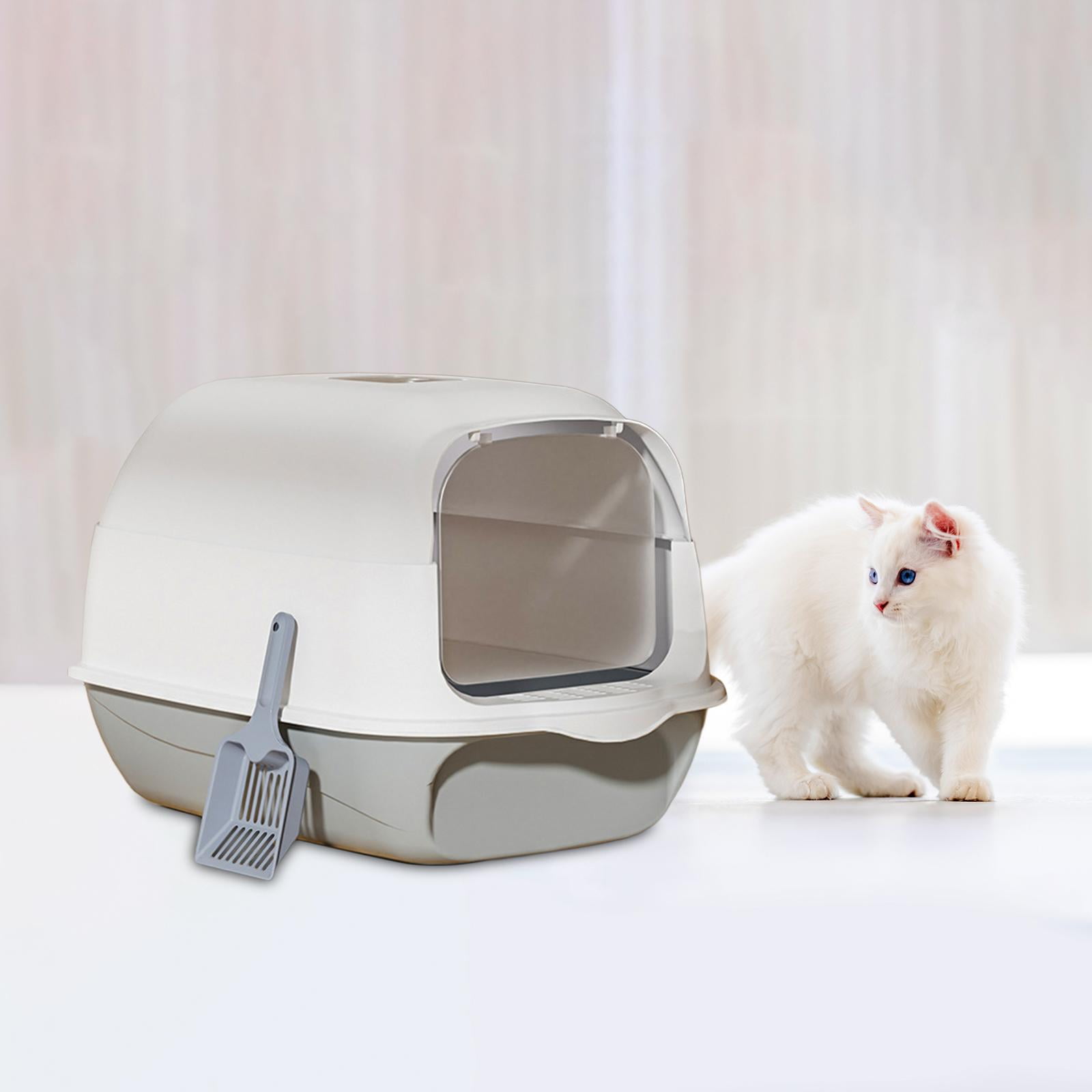 EHJRE Enclosed Cat Litter Tray Kitten Potty Pan High Capacity ...