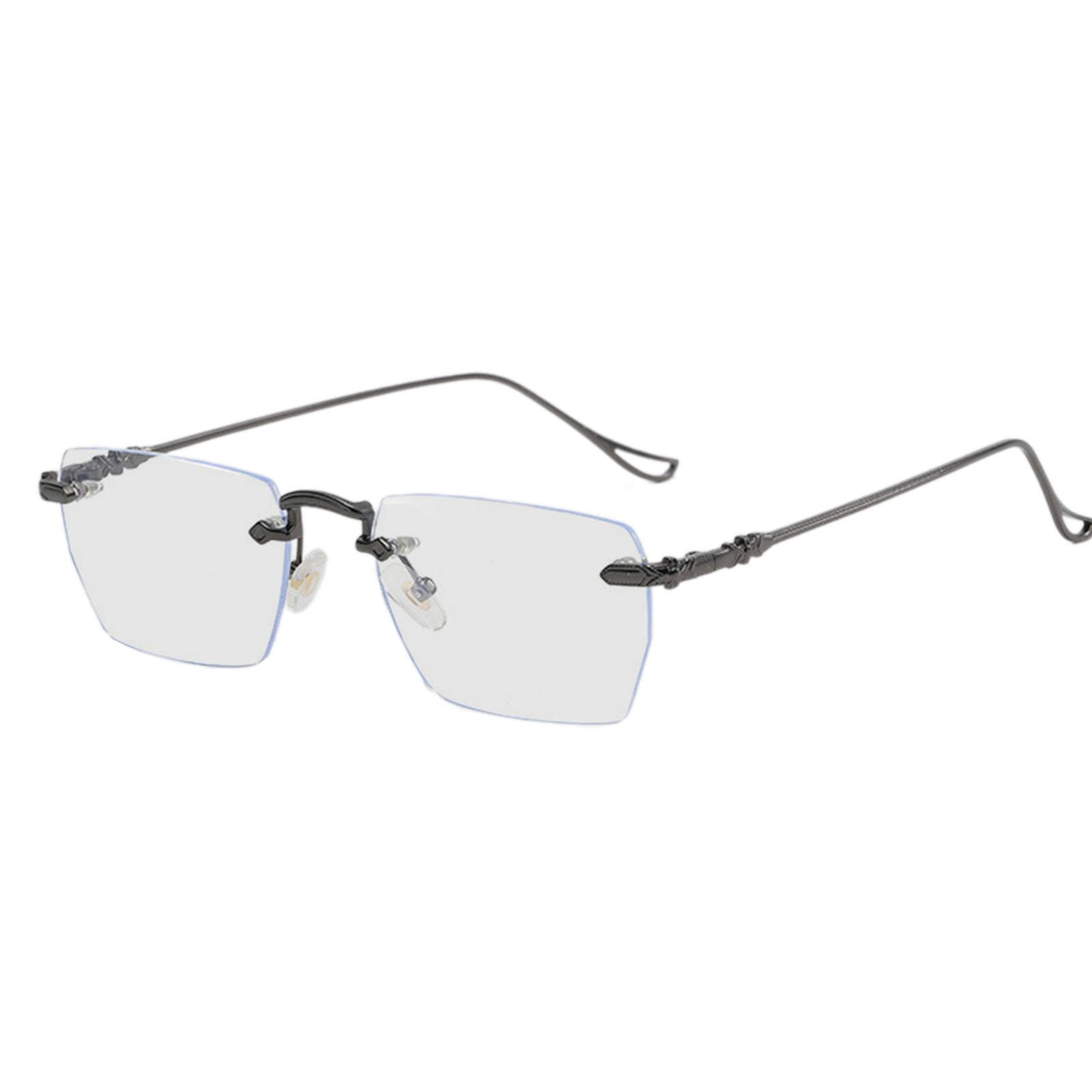 EHJRE Eye Glasses Rimless Eyewear for Screens Shopping Men Dark Gray ...