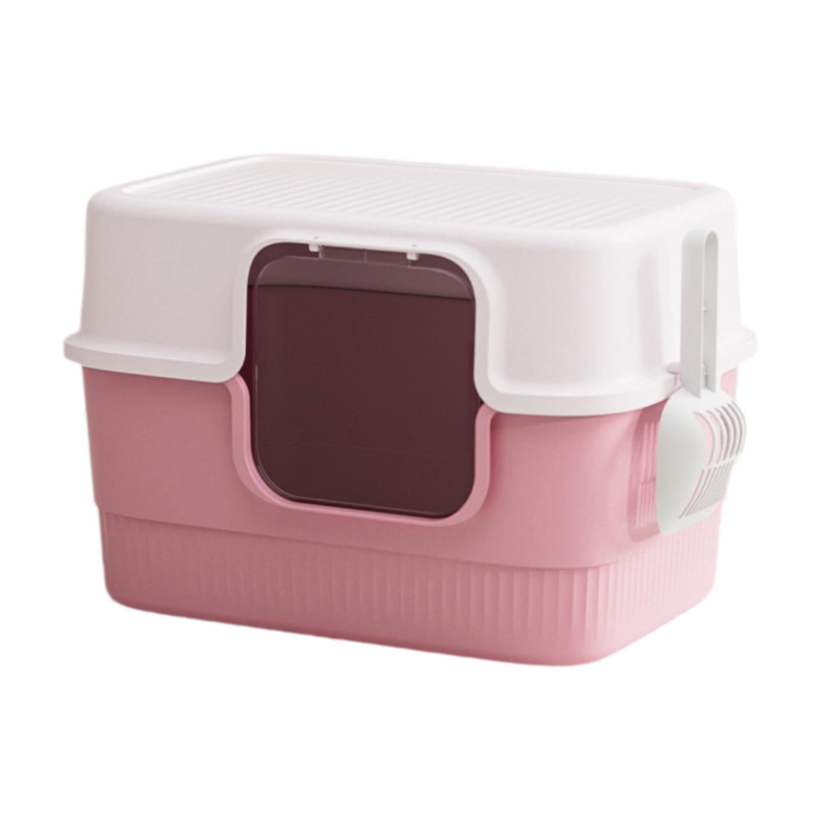 EHJRE Fully Covered Cat Litter Toilet with Door Easy to Move Cat Litter ...