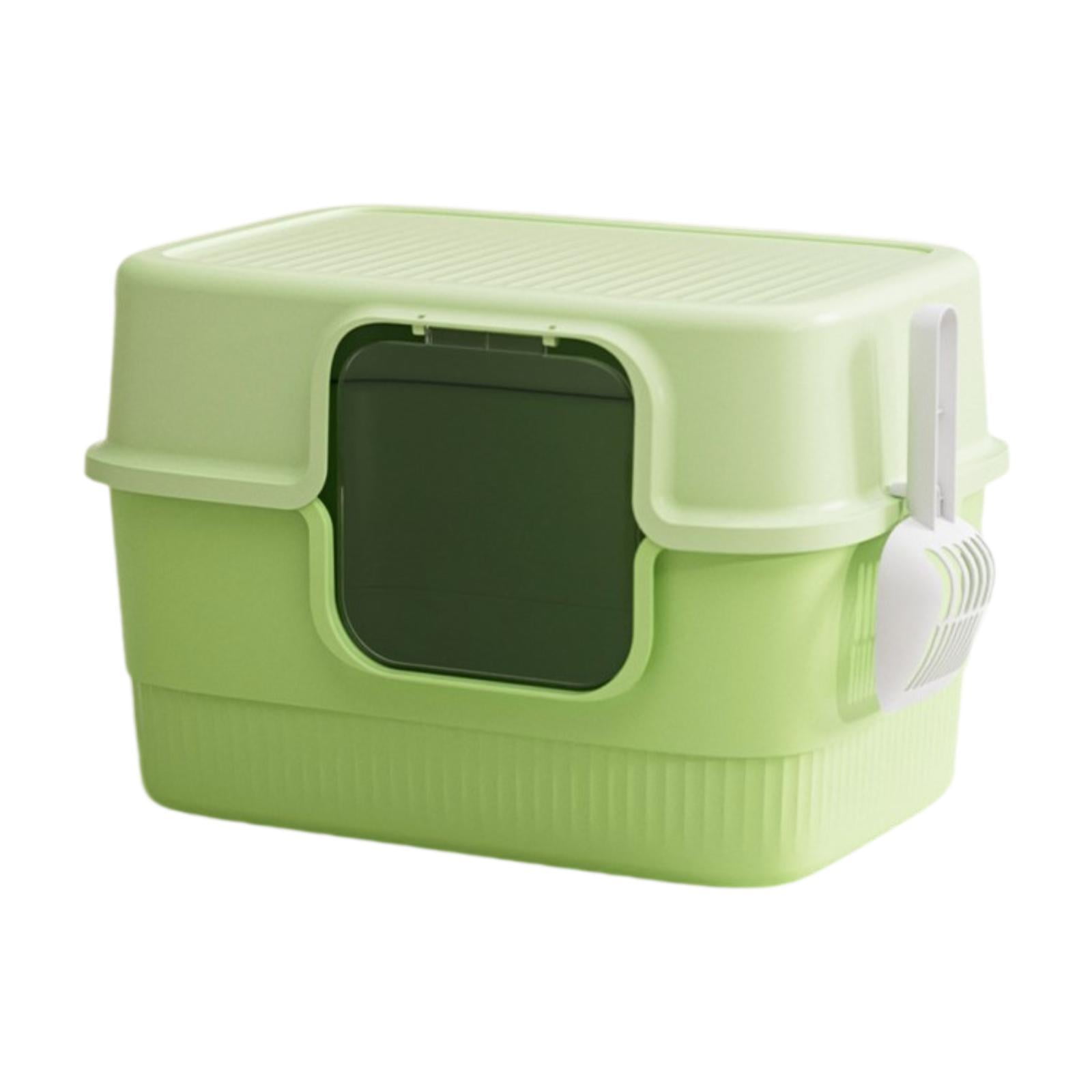 EHJRE Fully Covered Cat Litter Toilet with Door Easy to Move Cat Litter ...