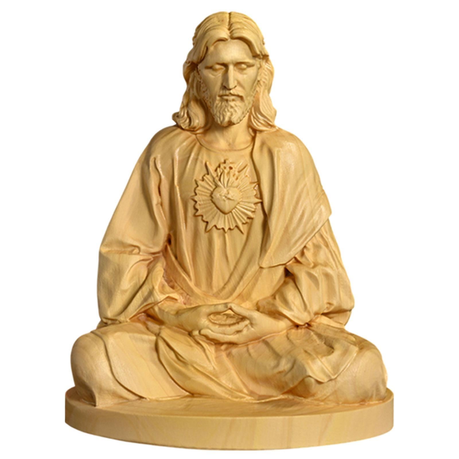EHJRE Jesus Statue Collectible Decoration Wood Figurine for Bedroom ...