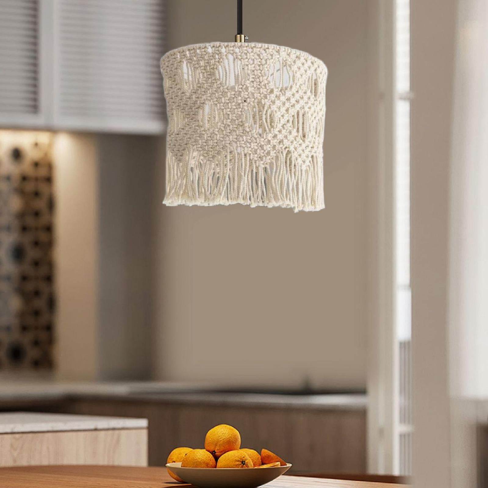 EHJRE Macrame Lampshade, Light Bulb Protector, Woven Socket, Boho ...