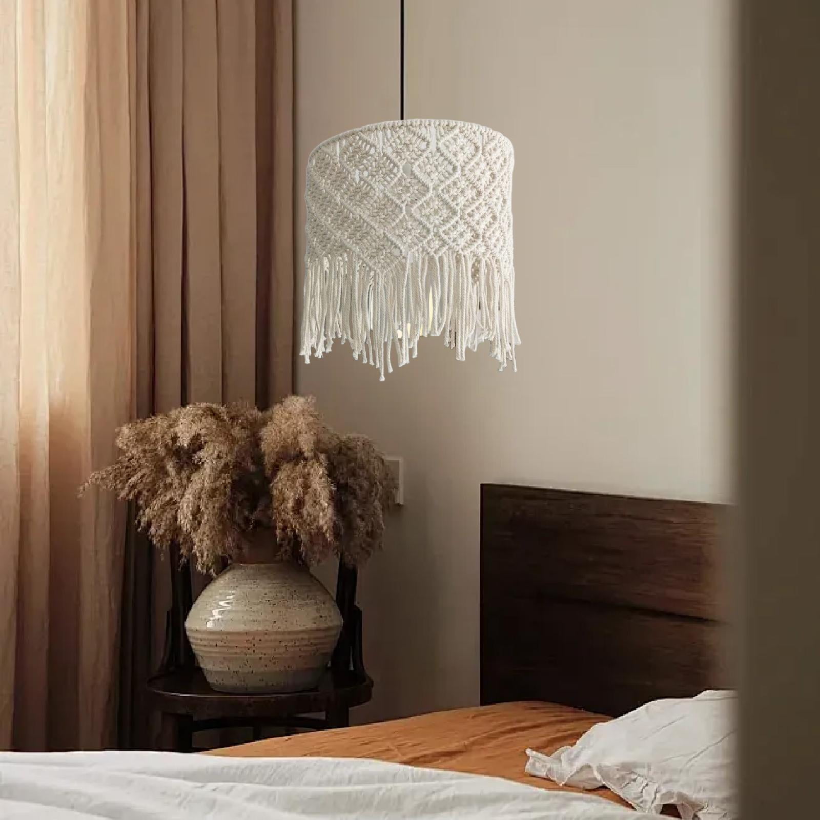 EHJRE Macrame Lampshade, Light Bulb Protector, Woven Socket, Boho ...