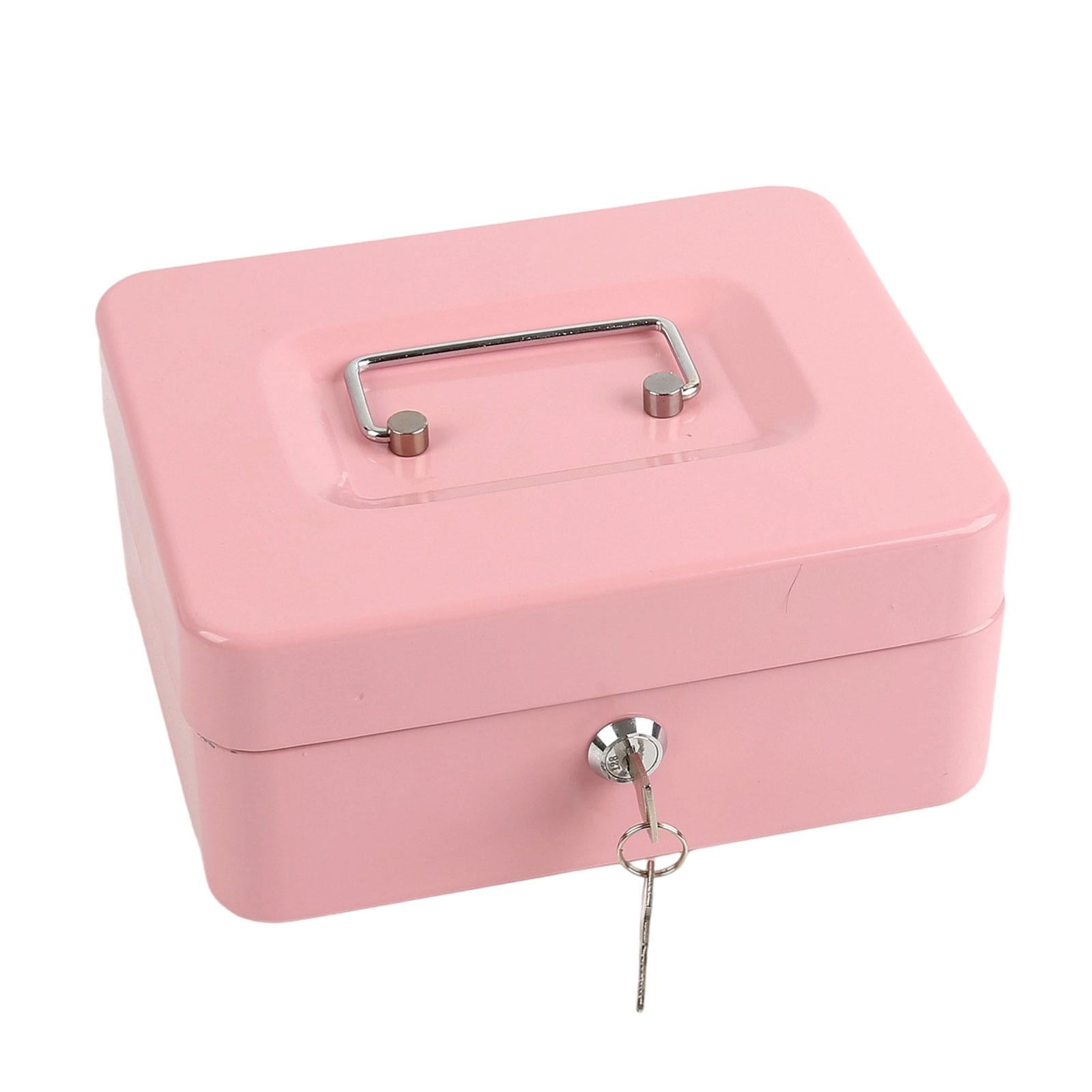 EHJRE Metal Cash Box with Lock Case Container with Keys for Kids Girls ...