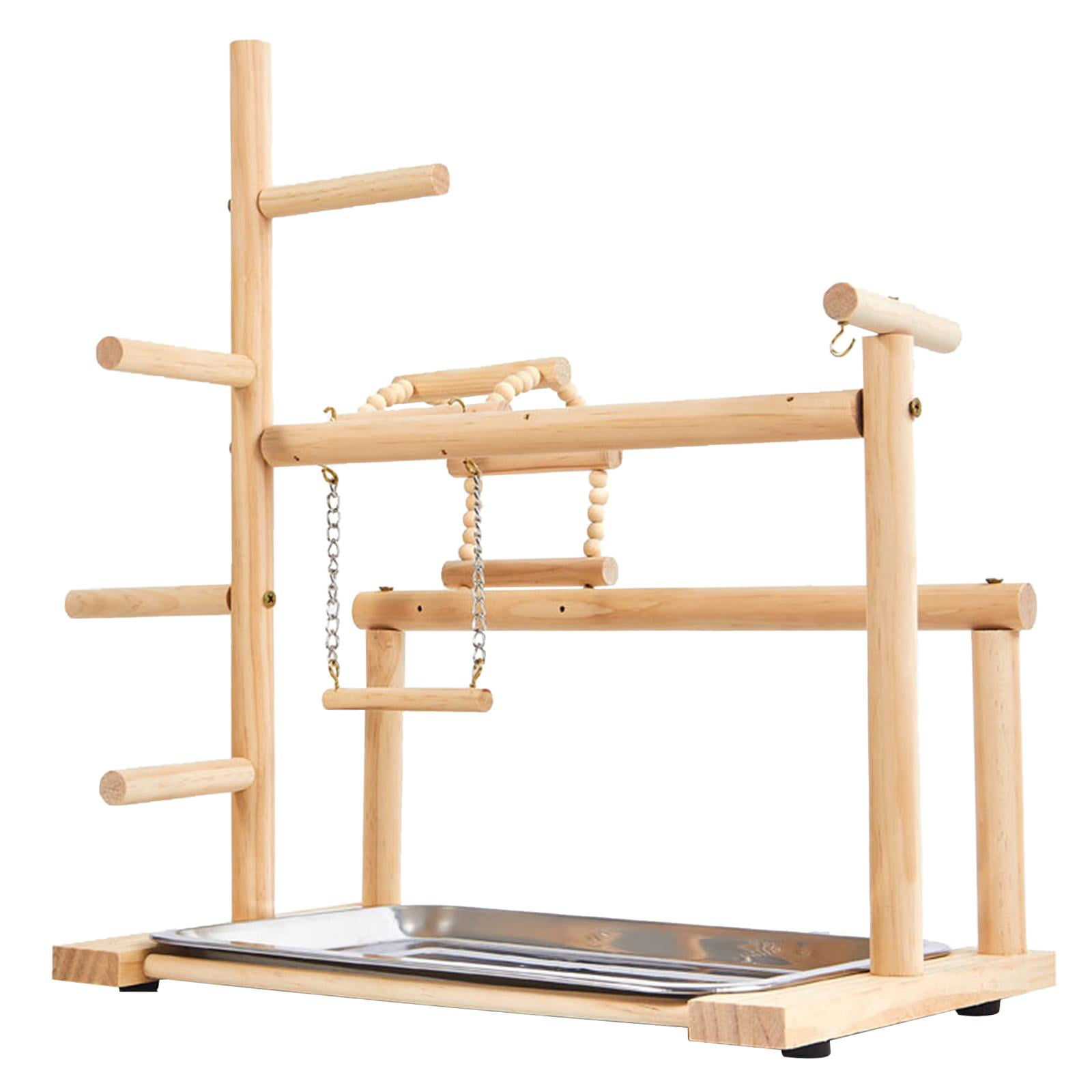 EHJRE Parrot Playground Perch Gym with Tray Cage Accessory Parakeet ...