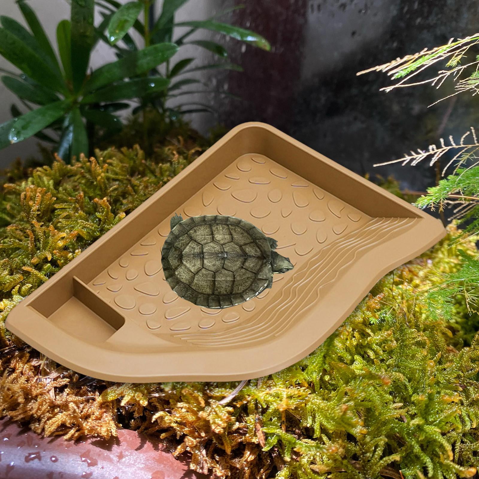 EHJRE Reptile Water Bowl Turtle Bathing Pool Tank Decoration with Ramp ...