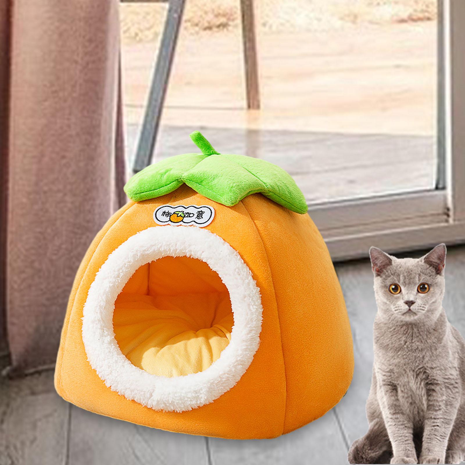 EHJRE Semi Closed Cat Nest Cat Tent House Self Warming Cozy Kennel ...