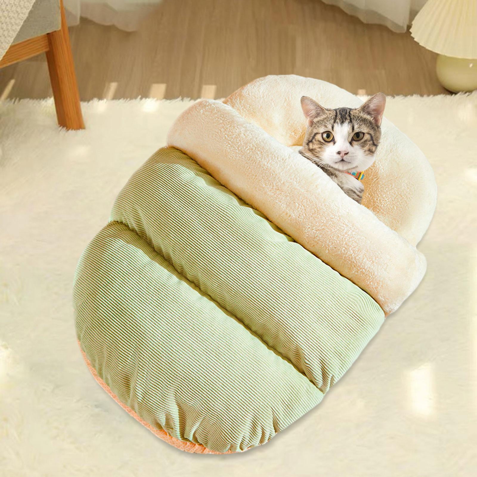 EHJRE Semi Enclosed Pet Cat Nest Slipper Sleeping Bag Self Warming Soft ...