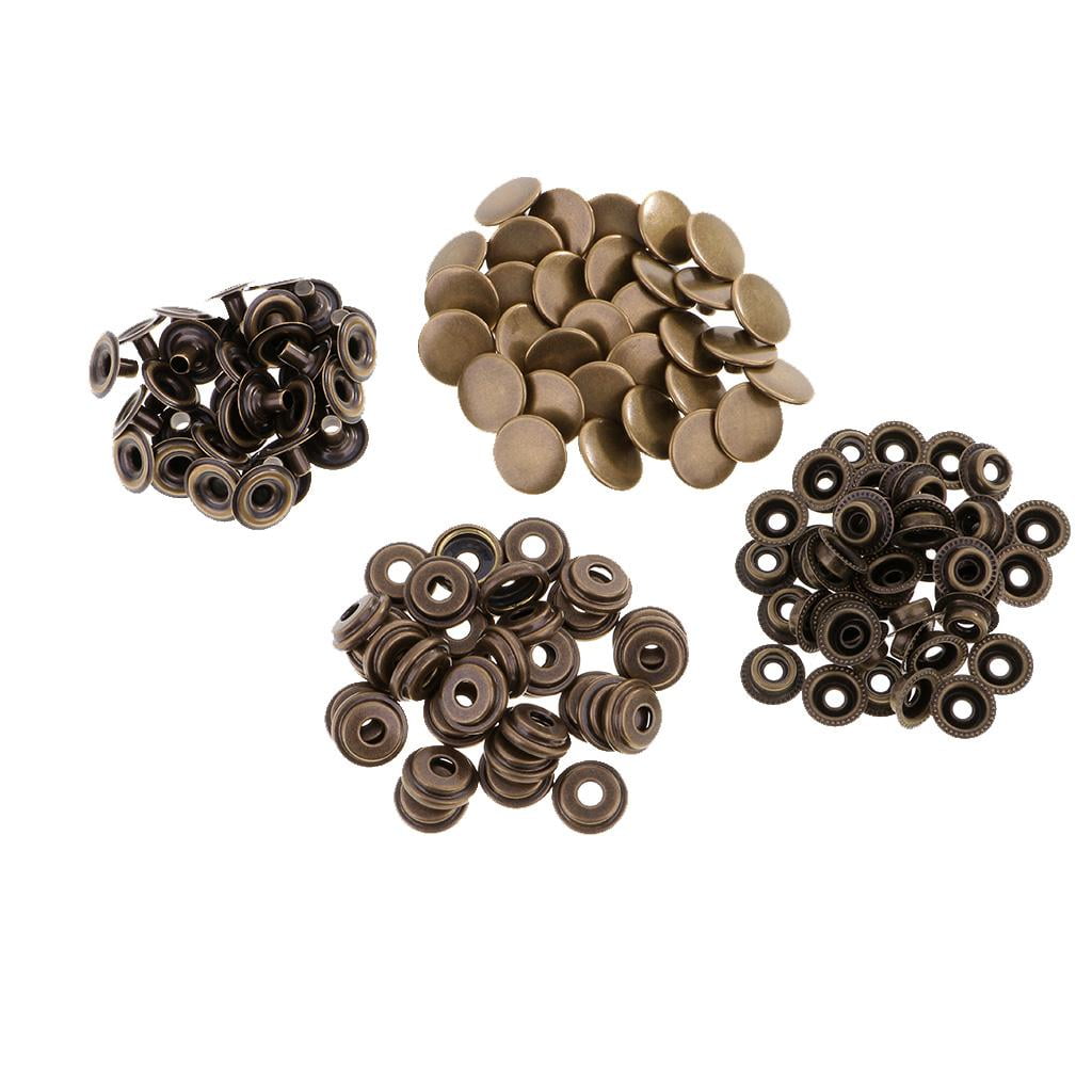 EHJRE Set of 30 Metal Snap Fasteners Press Stud Buttons DIY for Leather ...