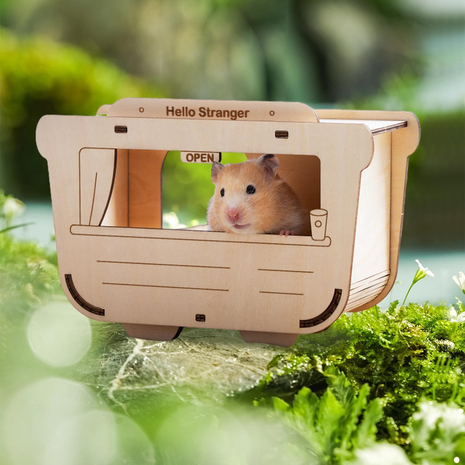 EHJRE Wooden Hamster Hideout Habitats Decor Sleeping Hamster Hideout ...