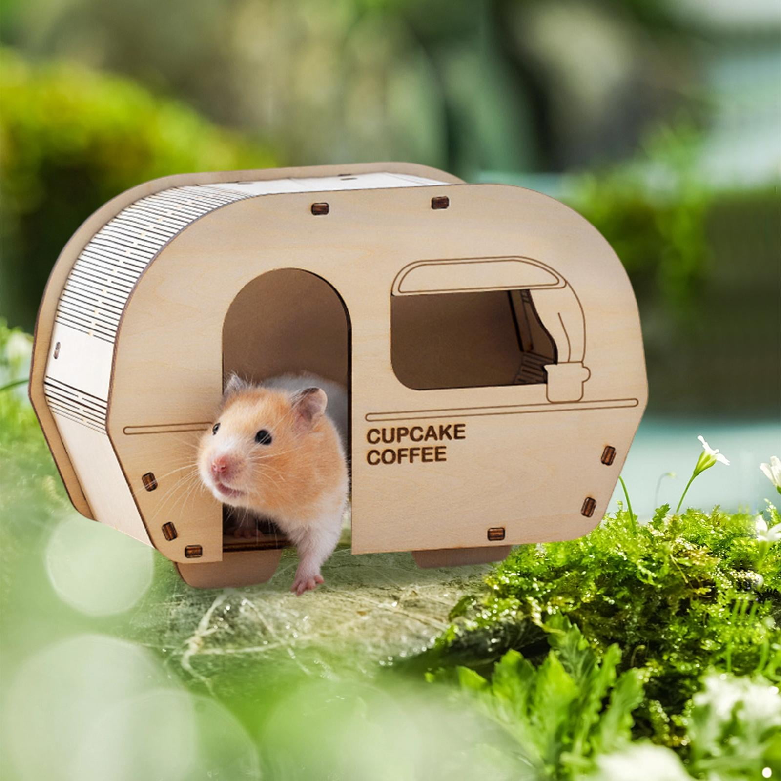 EHJRE Wooden Hamster Hideout Habitats Decor Sleeping Hamster Hideout ...