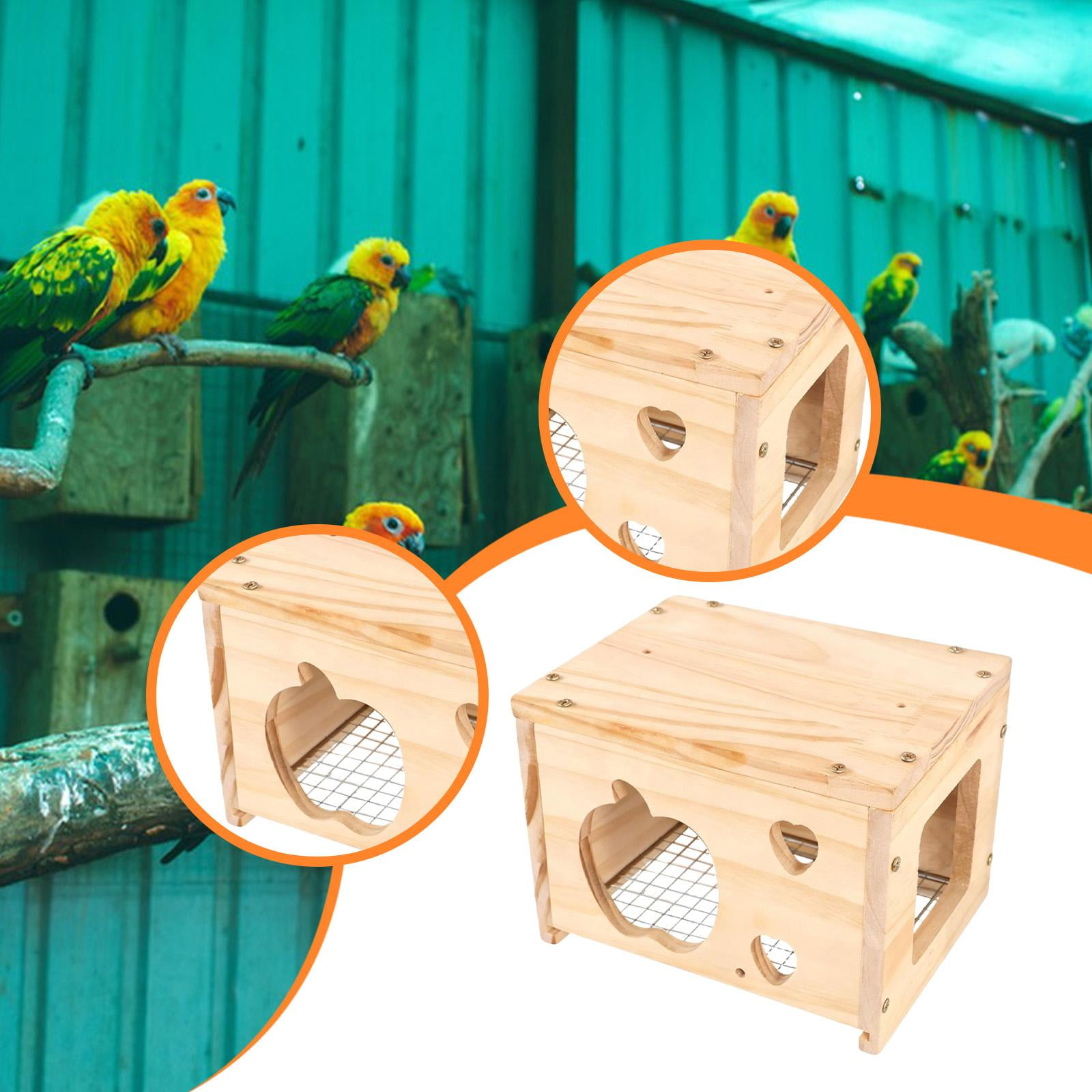 EHJRE Wooden Indoor Bird House for Cage, Wood Parakeet Nesting Box, Hut ...