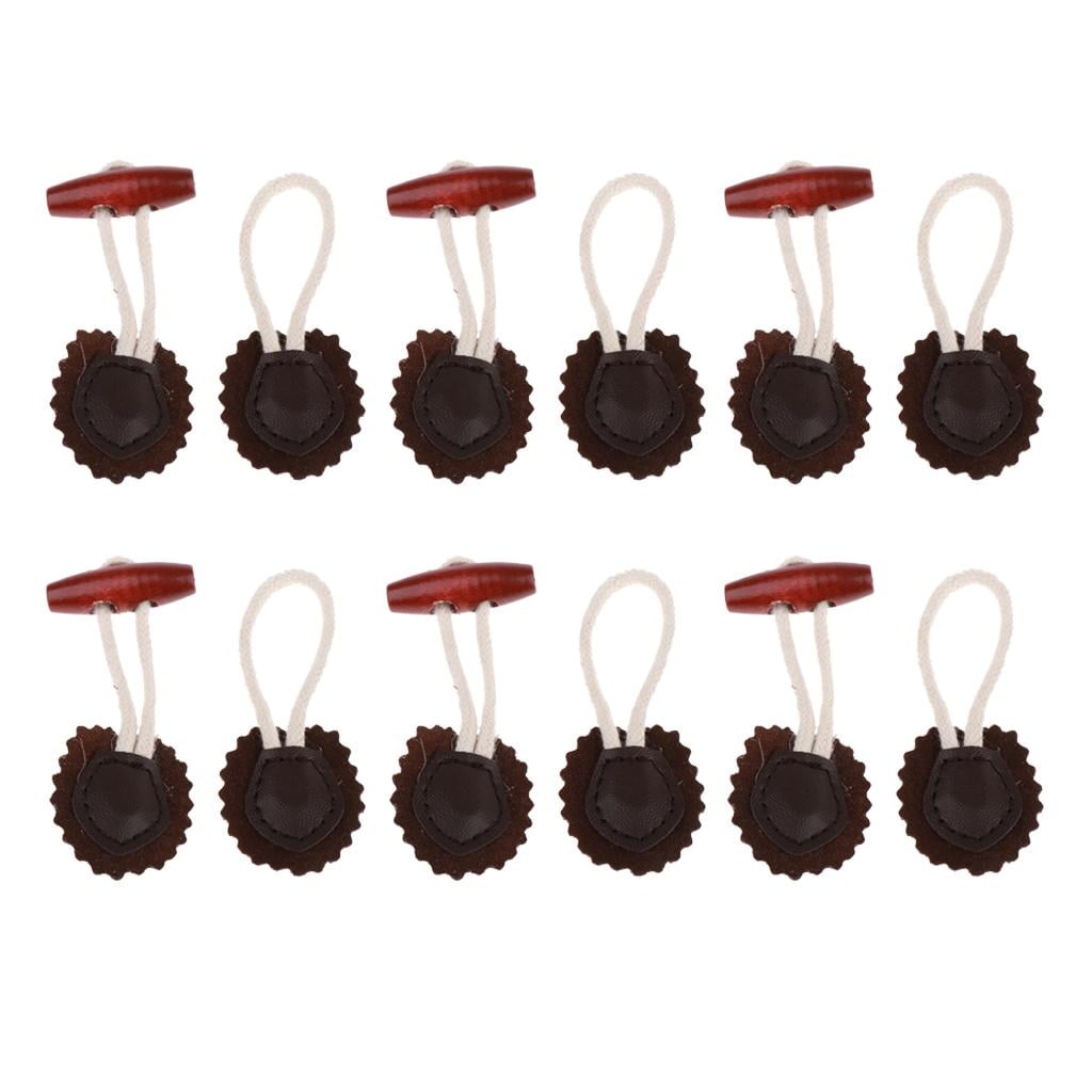 EHJRE Wooden Toggle Button with PU for Coat Jacket Duffle Sewing ...
