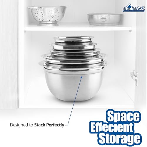 EHOMEA2Z Stainless Steel Mixing Bowls Set, Deep Mixing Bowls,Durable ...