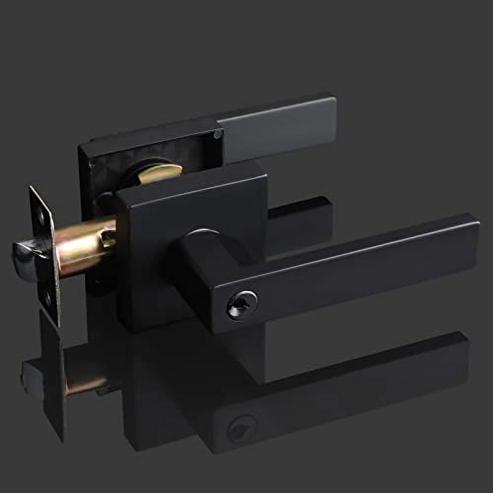 EHOMEWARE 4 Pcs Black Door Handles, Interior/Exterior Door Knobs with ...