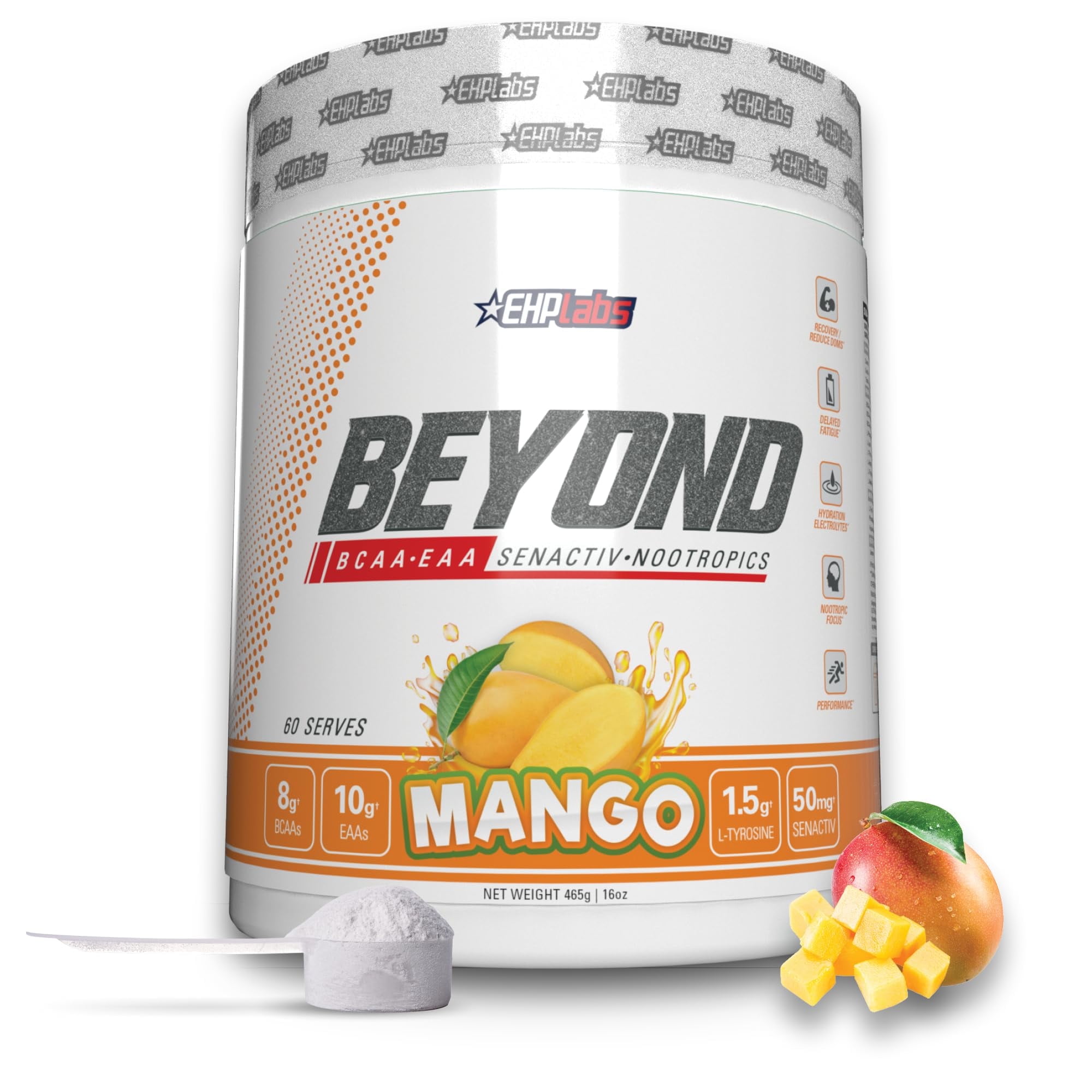 EHP Labs Beyond BCAA Powder Amino Acids Supplement for Muscle Recovery - 8g of Sugar Free BCAAs ...