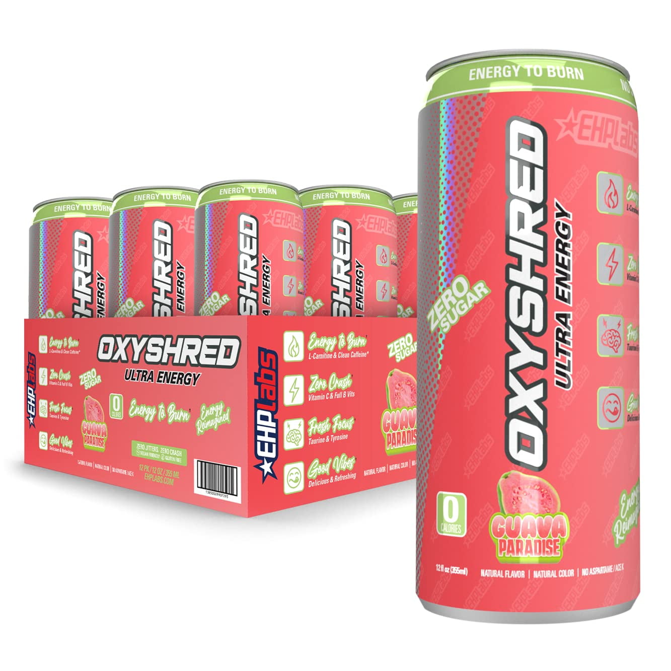 EHP Labs OxyShred Healthy Energy Drink - Sugar Free Energy Drinks with ...