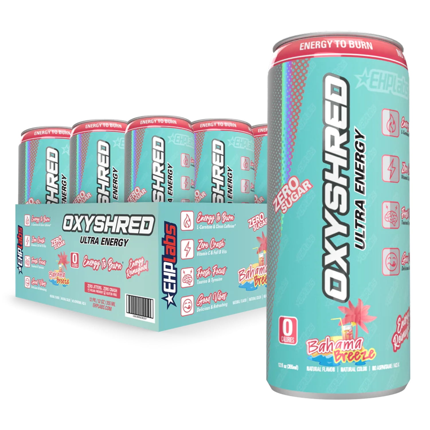 EHPlabs OxyShred Ultra Energy Drink - Performance Carbonated Energy ...