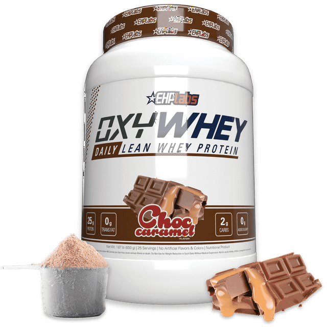 EHPlabs OxyWhey Whey Protein Powder - Low Carb, 25g Protein, Chocolate Caramel Flavor, 25 Serves ...