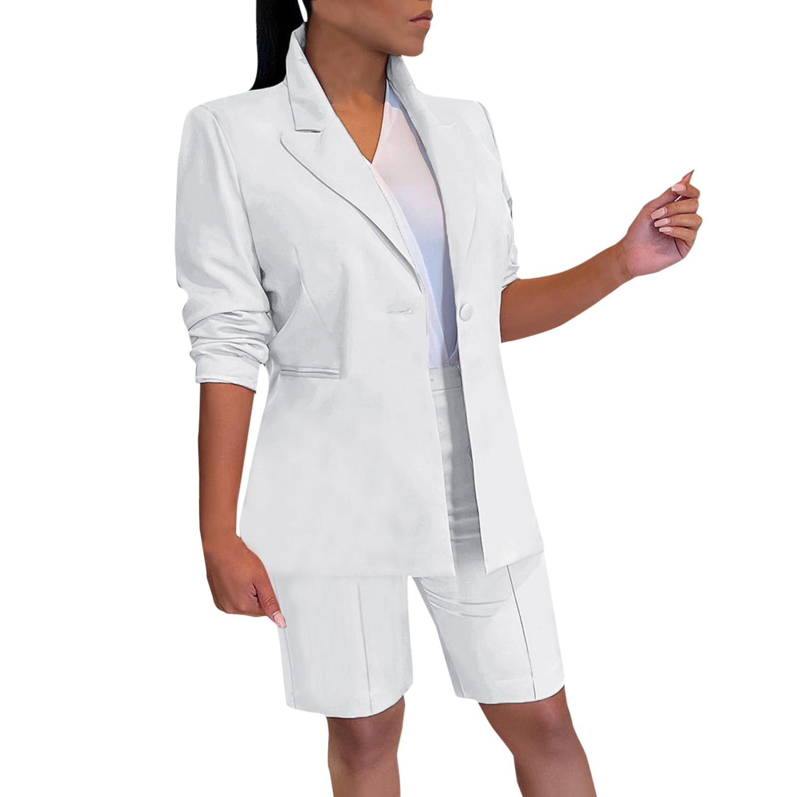 EHQJNJ 2 Piece Outfits for Women Dressy Suits Shorts Set 2024 Two Piece ...
