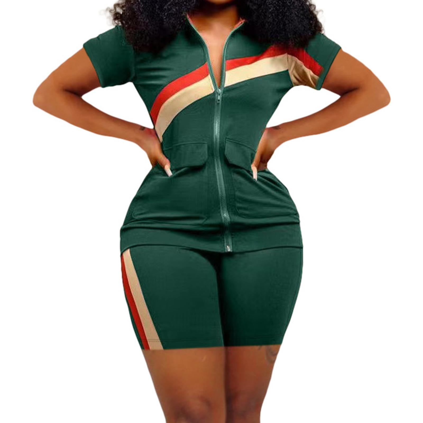 EHQJNJ Baddie Outfits Women's Sports Casual Fashion Shorts Jacket Two ...