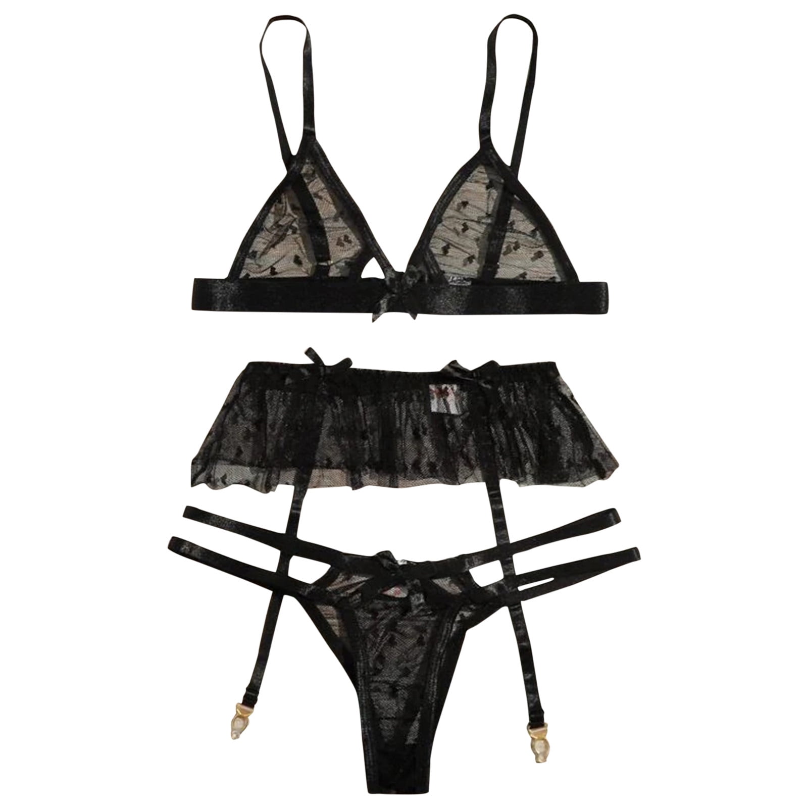 Ehqjnj Bra And Panty Sets Push Up Womens 3 Piece Floral Lace Lingerie