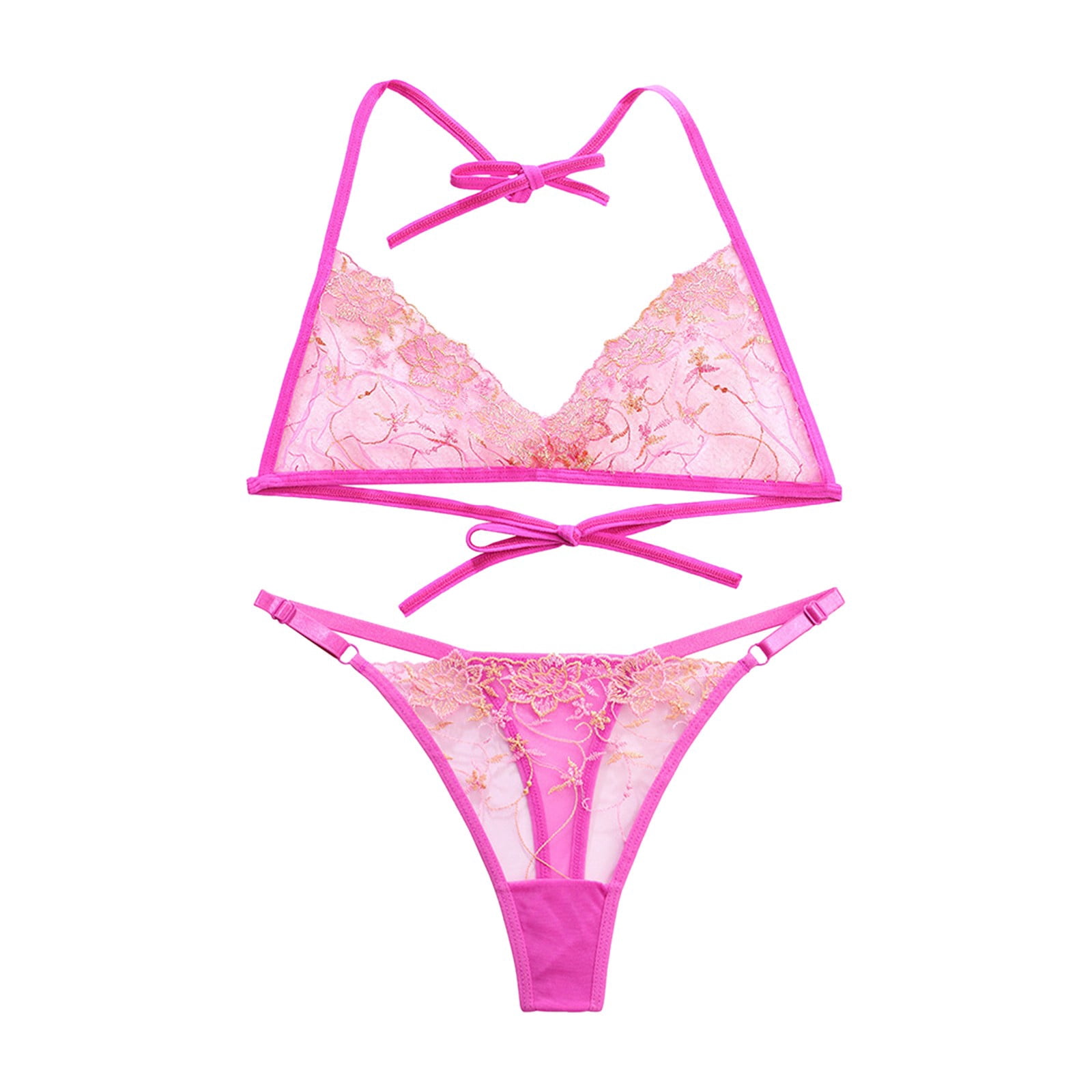 EHQJNJ Bra and Panty Set Women Lace Mesh Embroidery with French Style ...