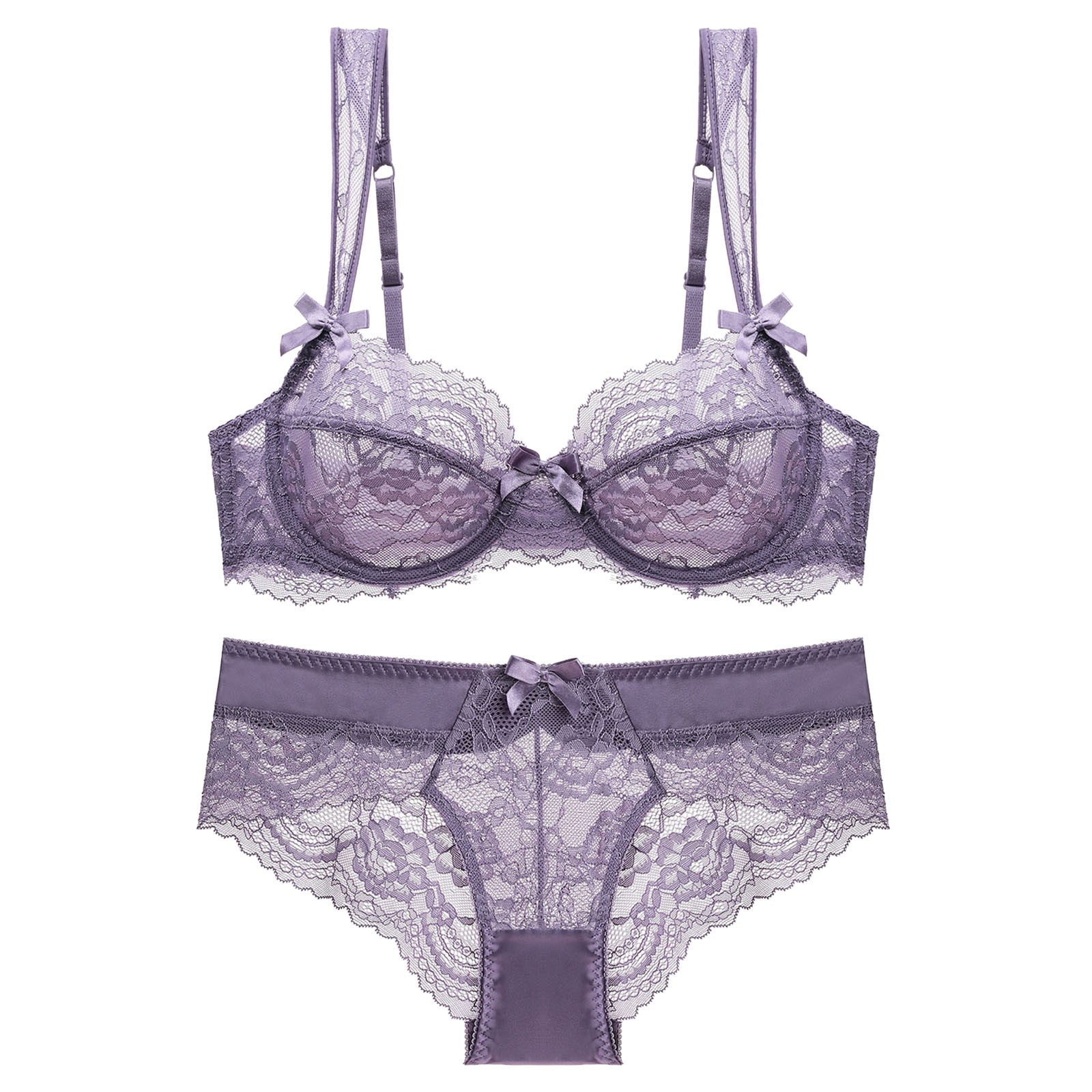 Ehqjnj Bralettes For Women Lace Set Ladies Lingerie Sheer Slim No Cushion Lace Bra Set White
